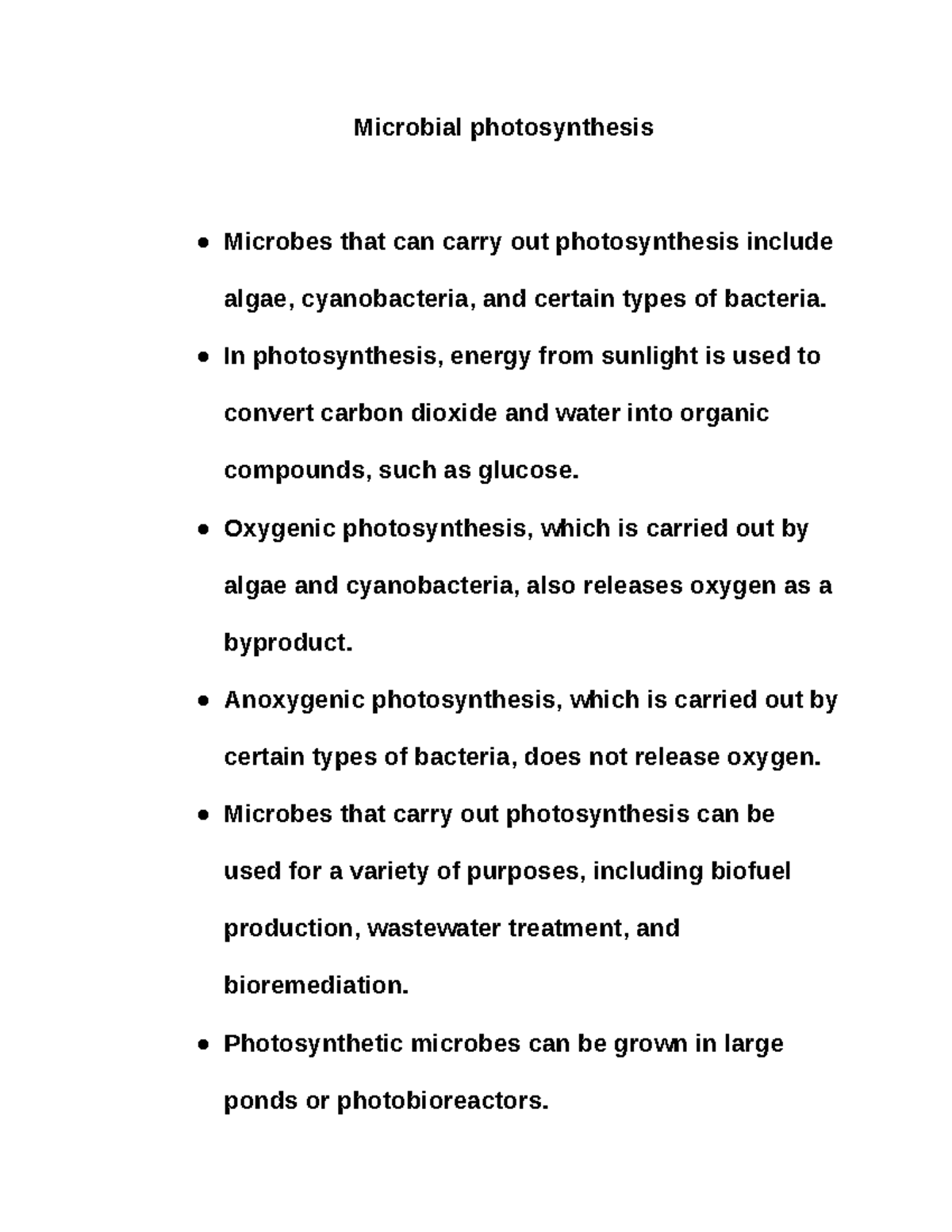 Microbial photosynthesis - Google Docs - Microbial photosynthesis ...