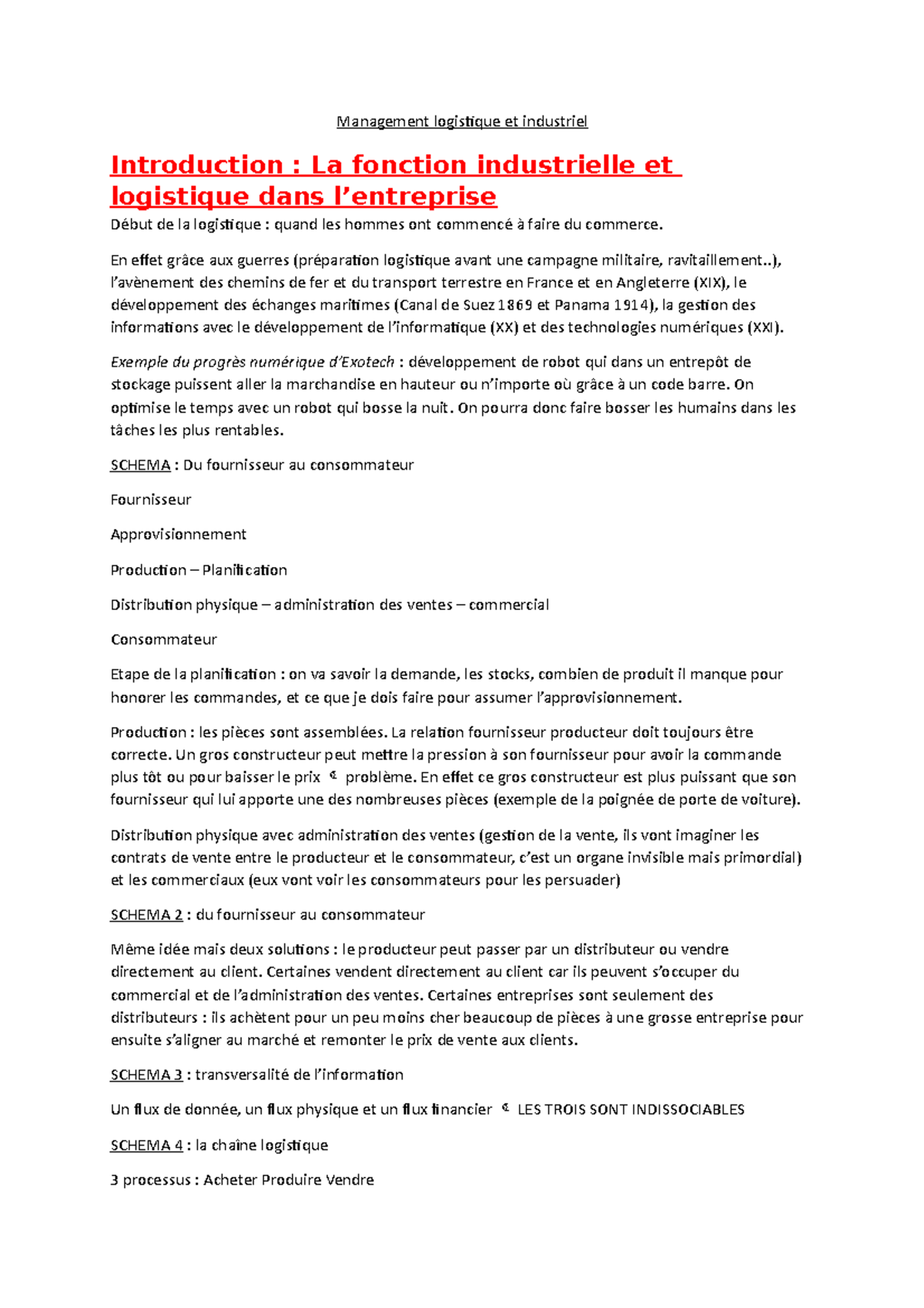 Cours - Management logistique et industriel Introduction : La fonction ...