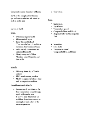 Earth SCI Notes - EARTH’S CHARACTERISTICS 3 Characteristics (LW.HS) Has ...