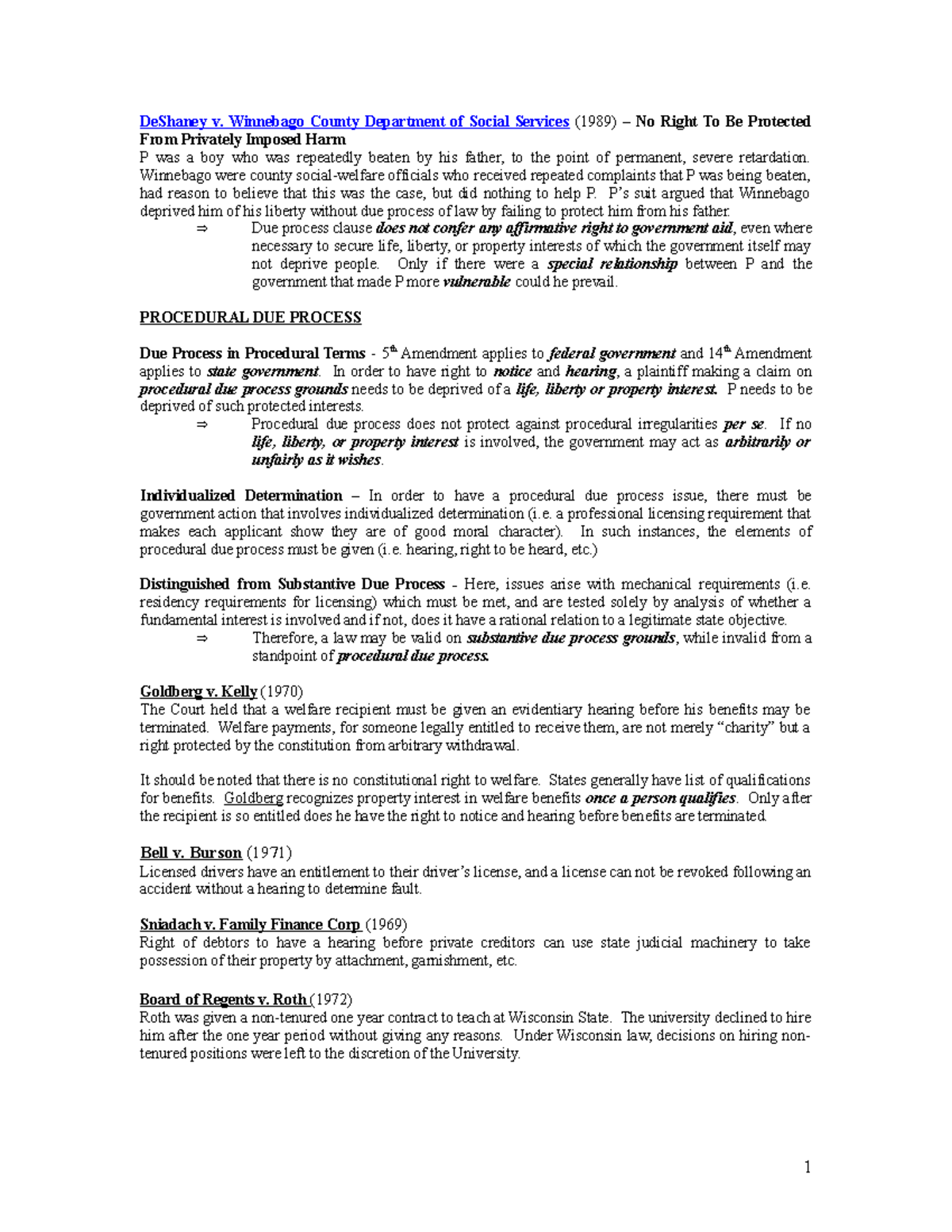 Constitutional Law - Prof. Maddox 2 - DeShaney v. Winnebago County ...