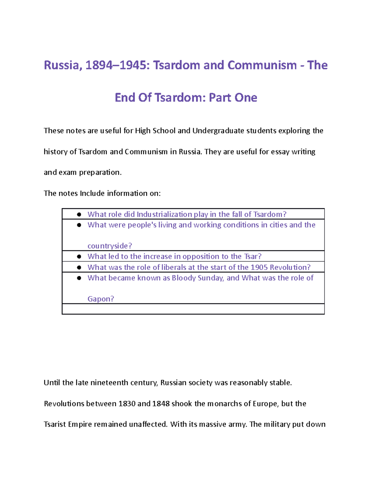 Russia -1894-1945 -tsardom-and-communism-the-end-of-tsardom -part-one-1 ...