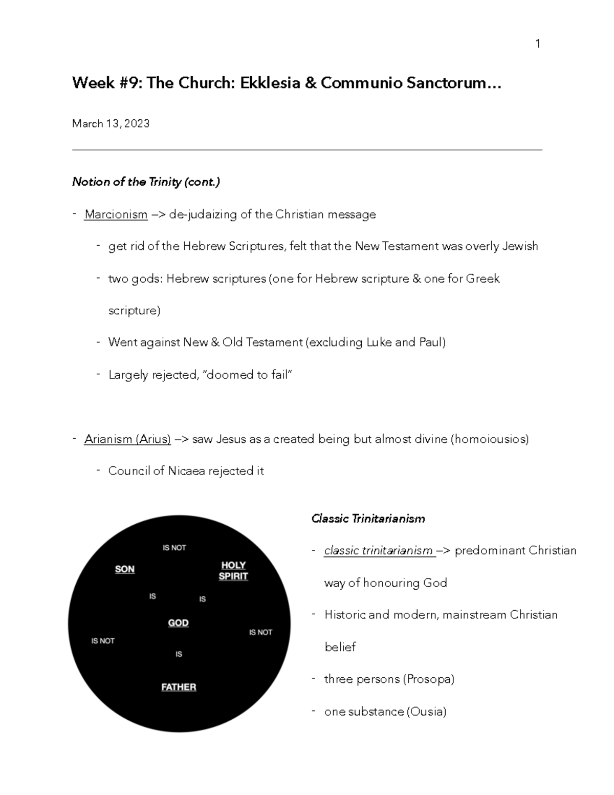 Theo Notes - Week #9 - Week #9: The Church: Ekklesia & Communio ...