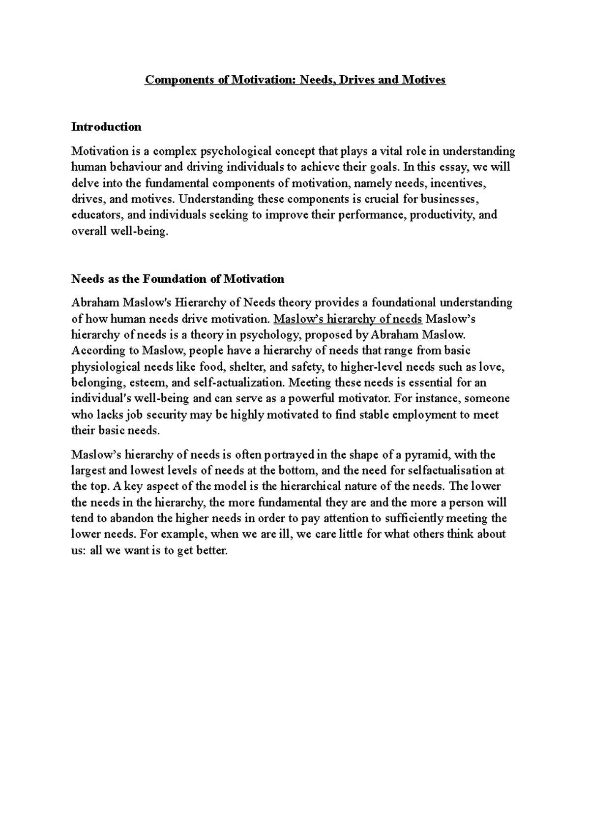 Components of Motivation - In this essay, we will delve into the ...