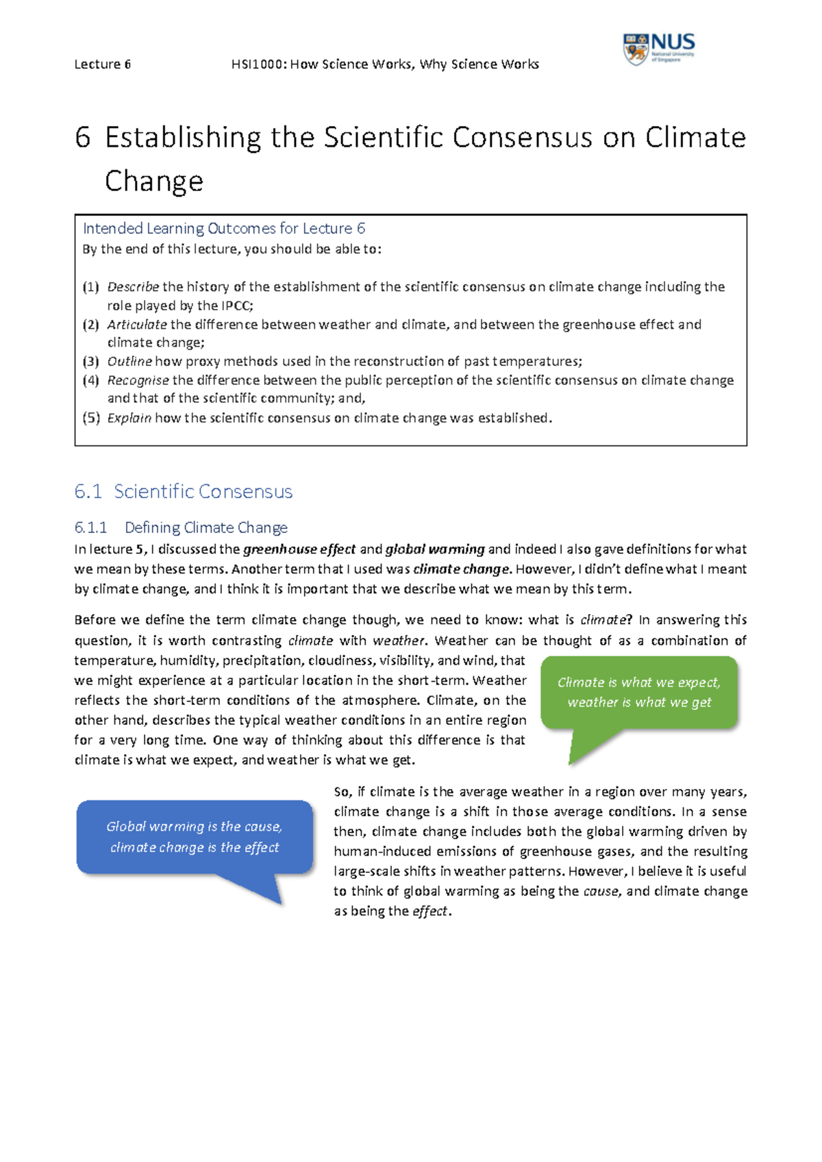 L06 Detailed Notes - 6 Establishing the Scientific Consensus on Climate ...