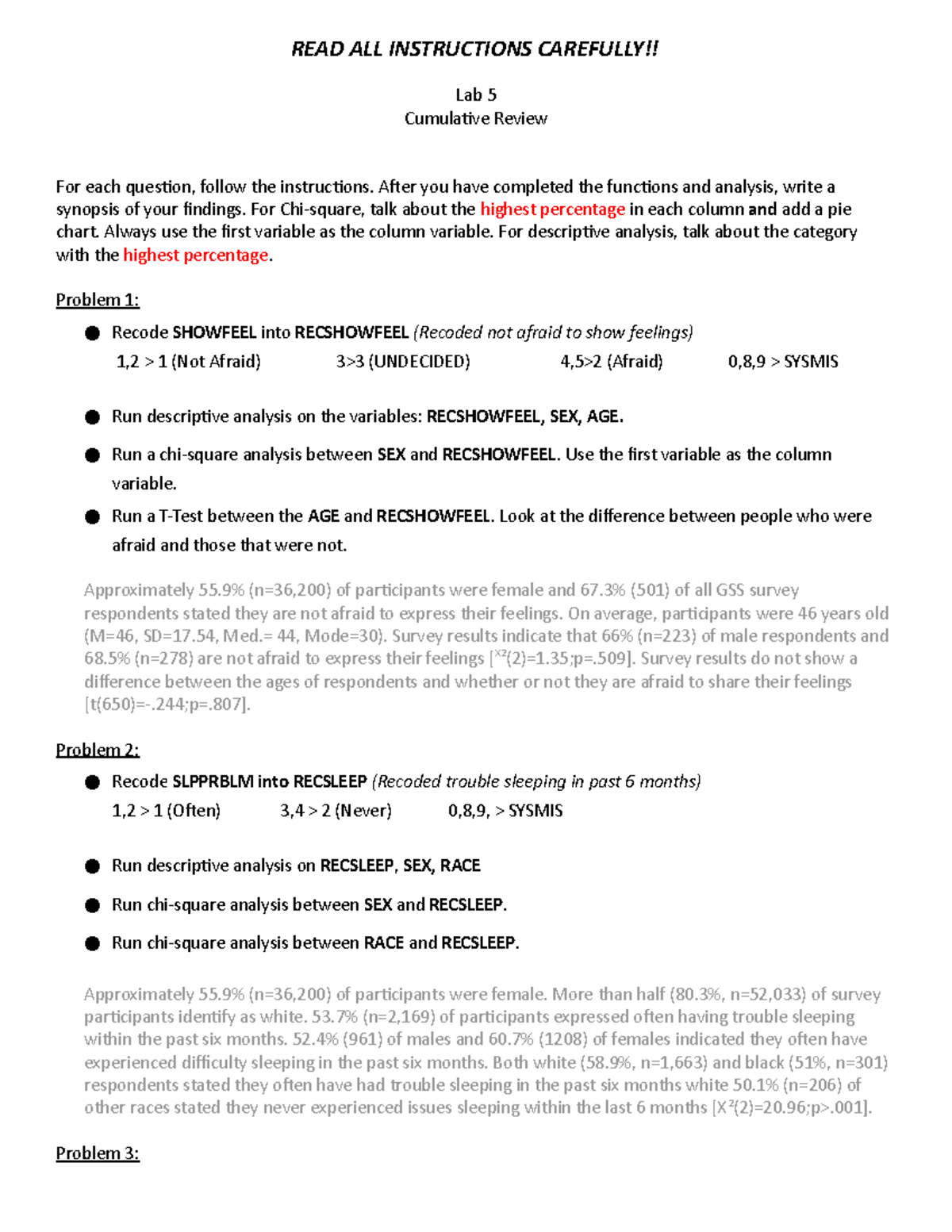 Soc Wk 3410-Lab 5 - testing sheet for SPSS - READ ALL INSTRUCTIONS ...