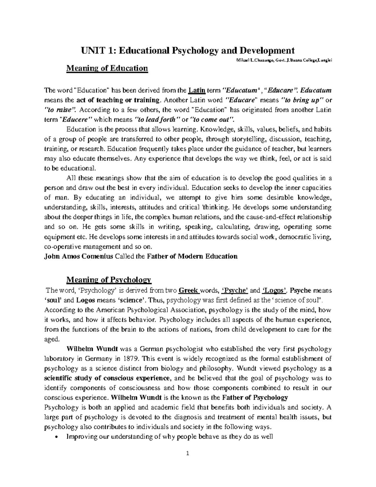 EDU 1st Sem All Notes - just use ittt man - UNIT 1: Educational ...