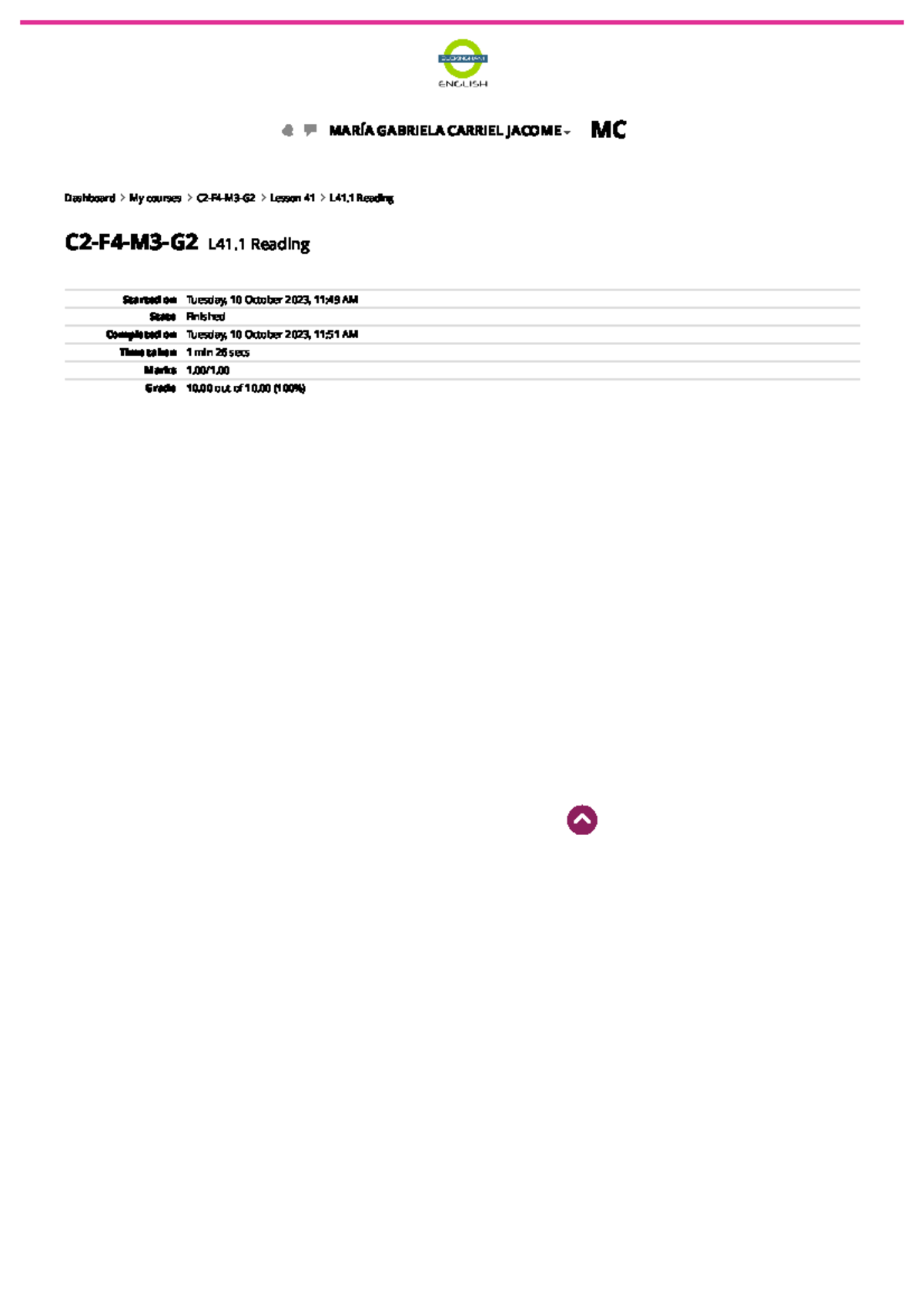 L41.1 Reading Attempt review - MC C2-F4-M3-G2 L41 Reading Started on Tuesday, 10 October 2023 ...