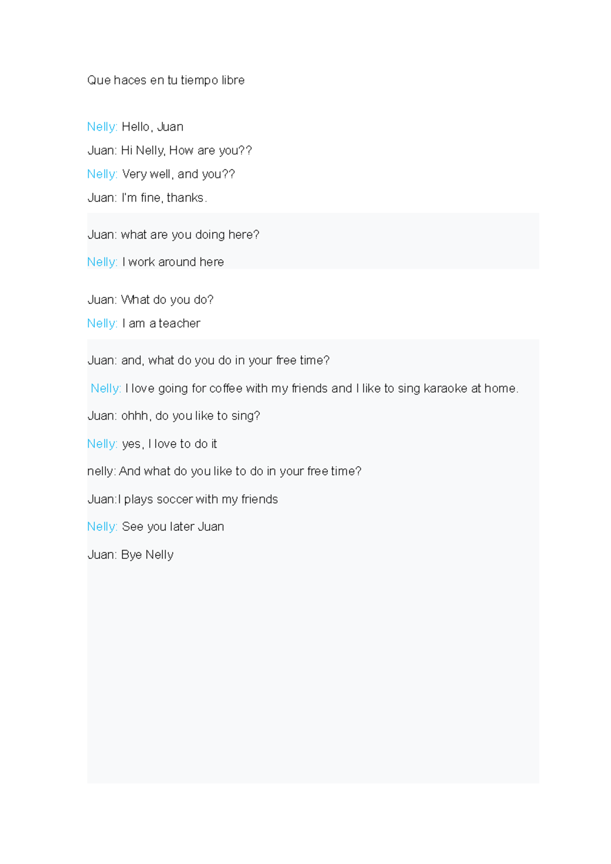 Que haces en tu tiempo libre - Que haces en tu tiempo libre Nelly ...