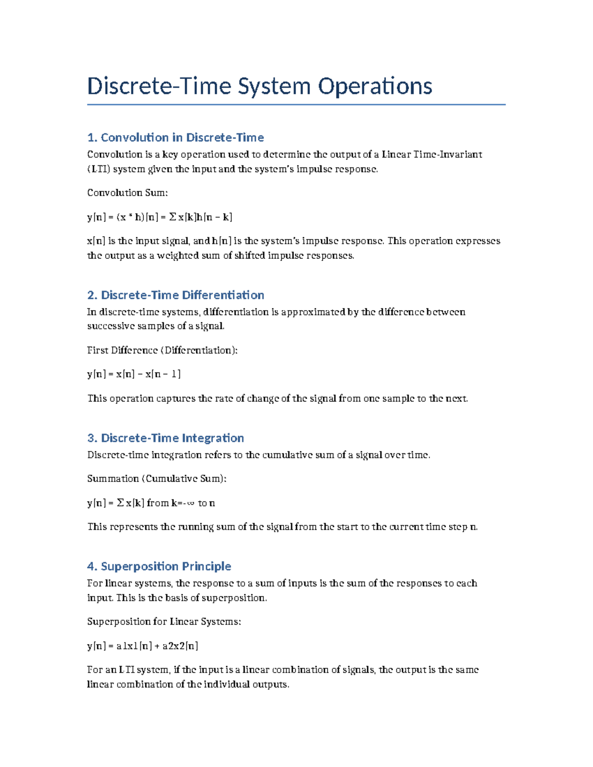 Discrete Time System Operations - Convolution in Discrete-Time ...