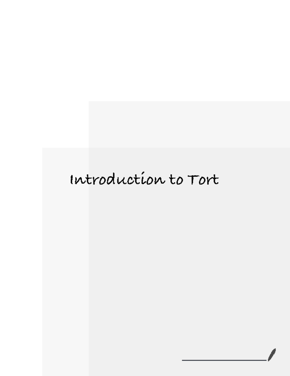 Tort Law 1 Topic 1 Introduction to Tort - Introduction to Tort ...