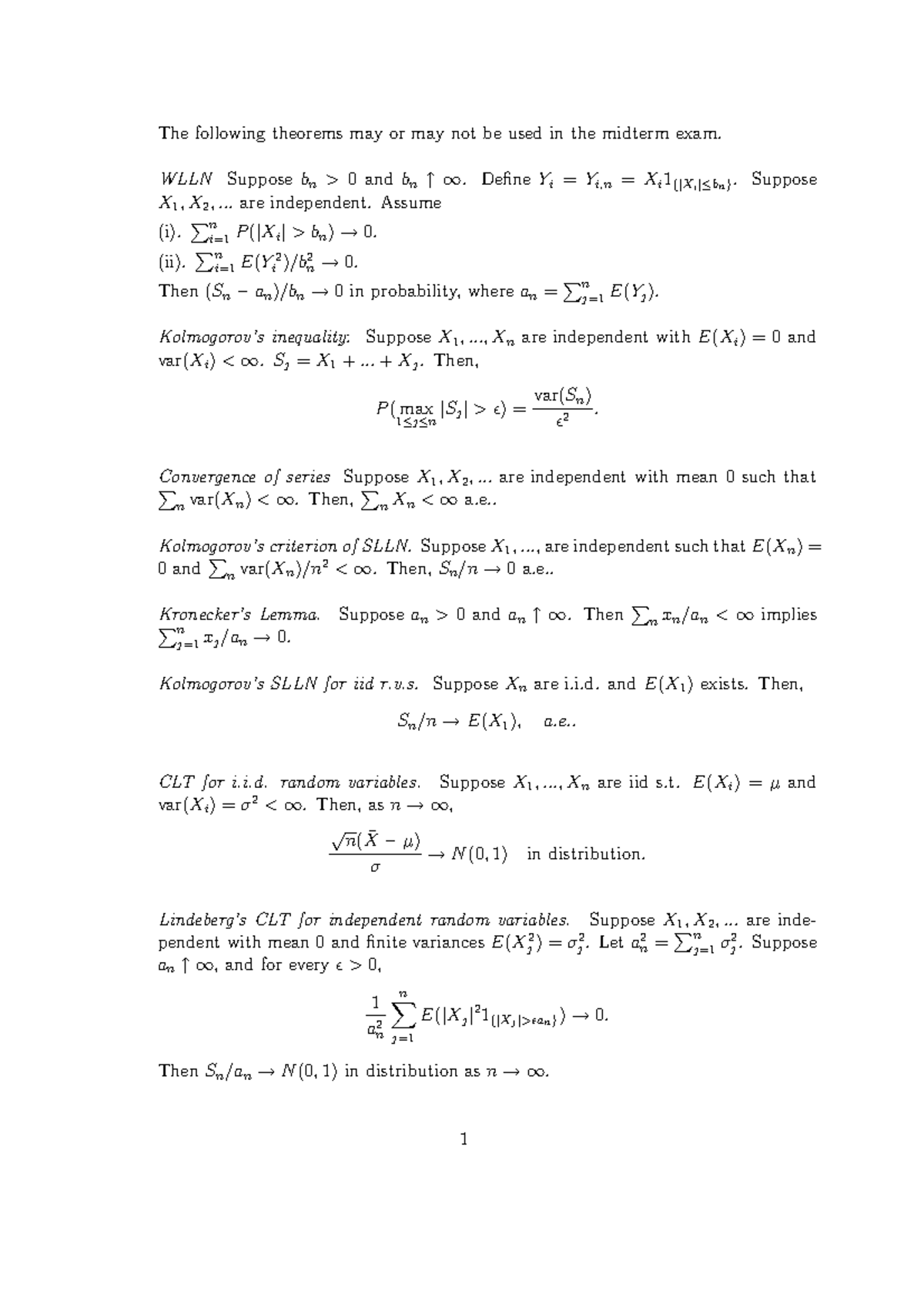 502midformula - Kani Chen - The following theorems may or may not be ...