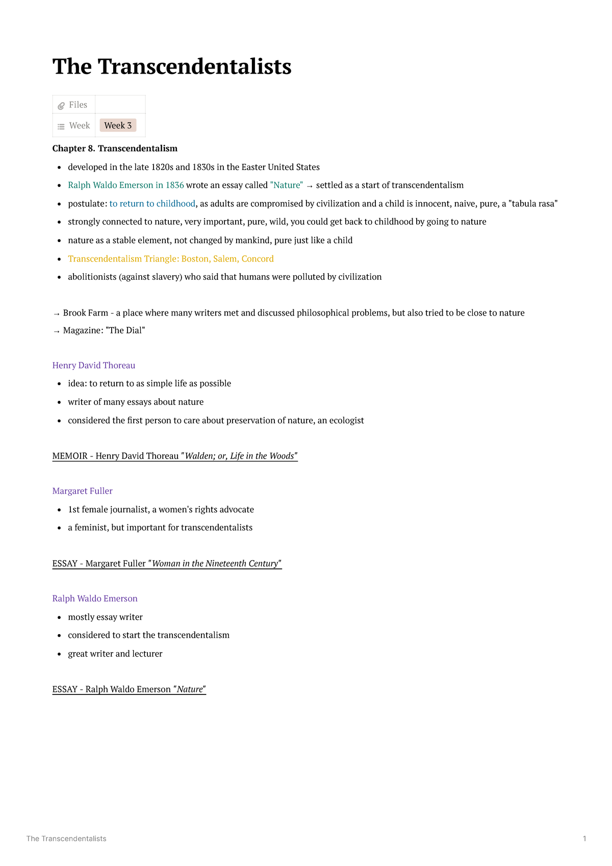 Week 3 The Transcendentalists - The Transcendentalists 1 The ...