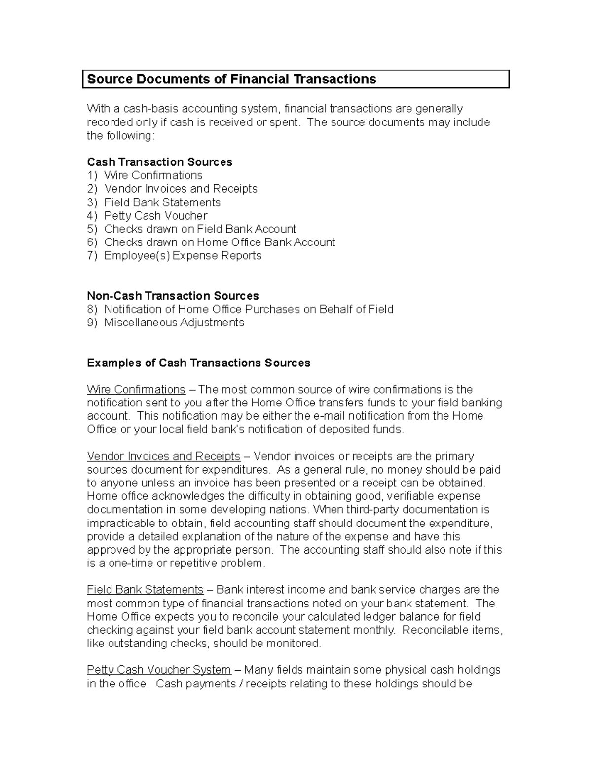 Source Documents of Financial Transactio - The source documents may ...