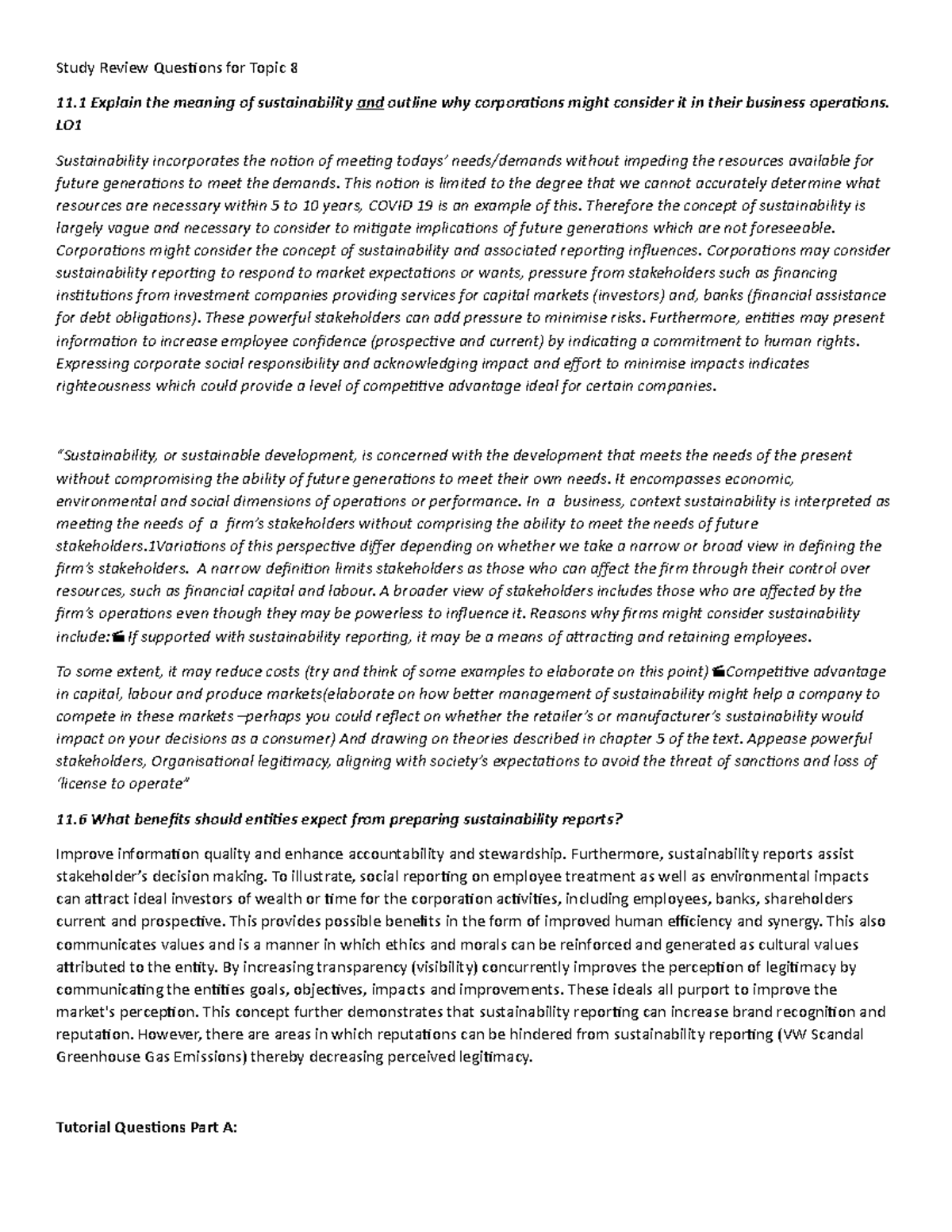 Study and tutorial questions topic 8 - Study Review Questions for Topic ...