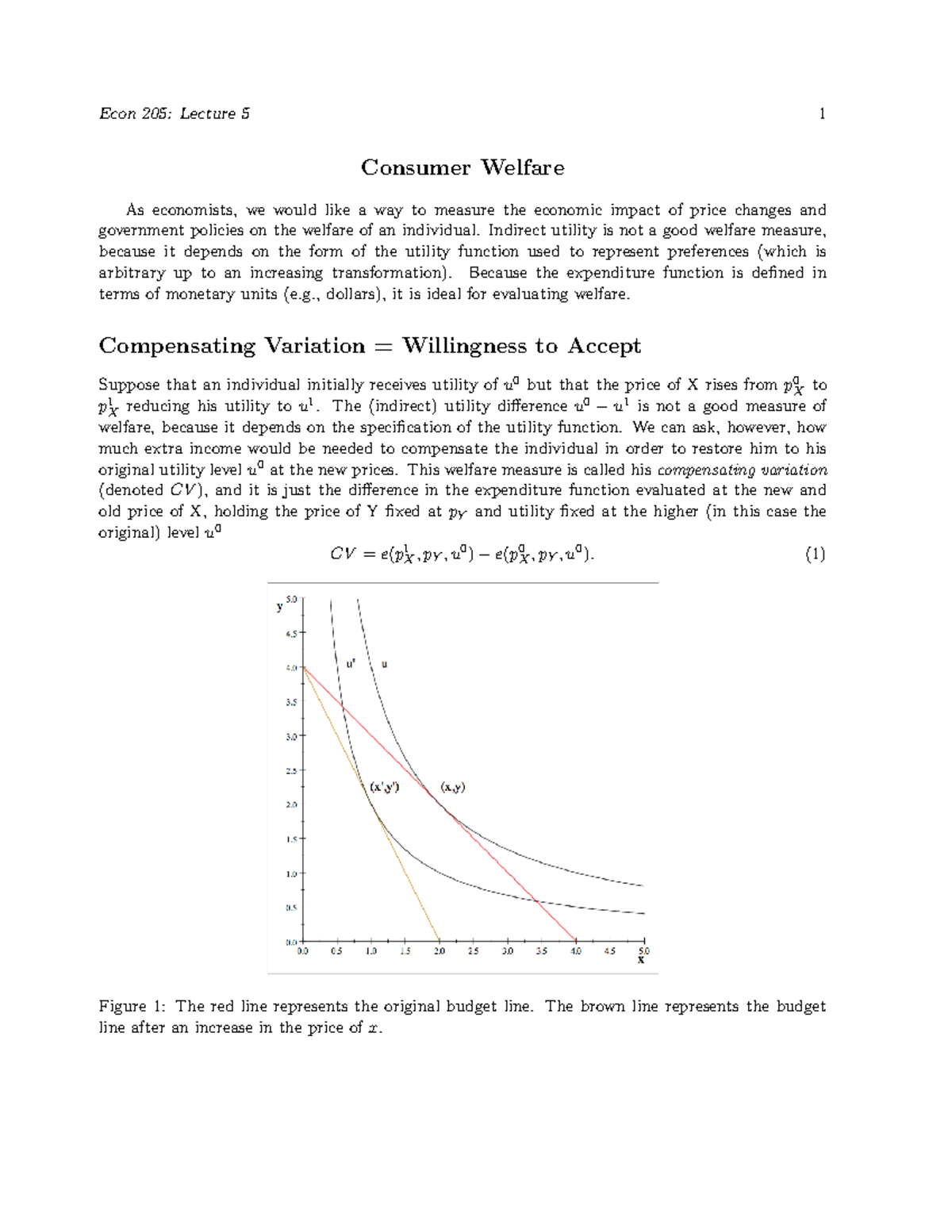 Lecture 5 with Graphs - Consumer Welfare As economists, we would like a ...