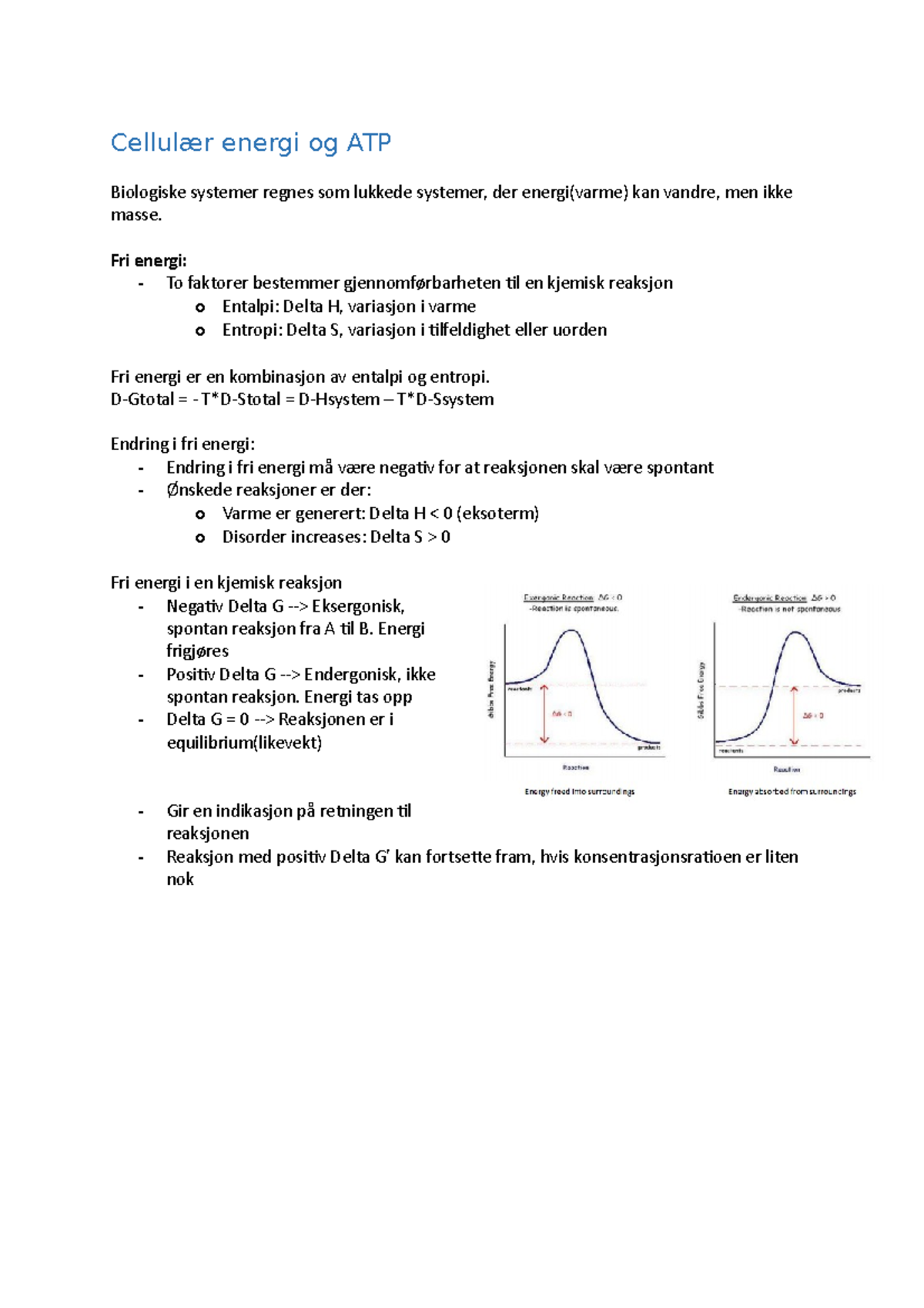 Cellulær energi og ATP - energi og ATP Biologiske systemer regnes som ...