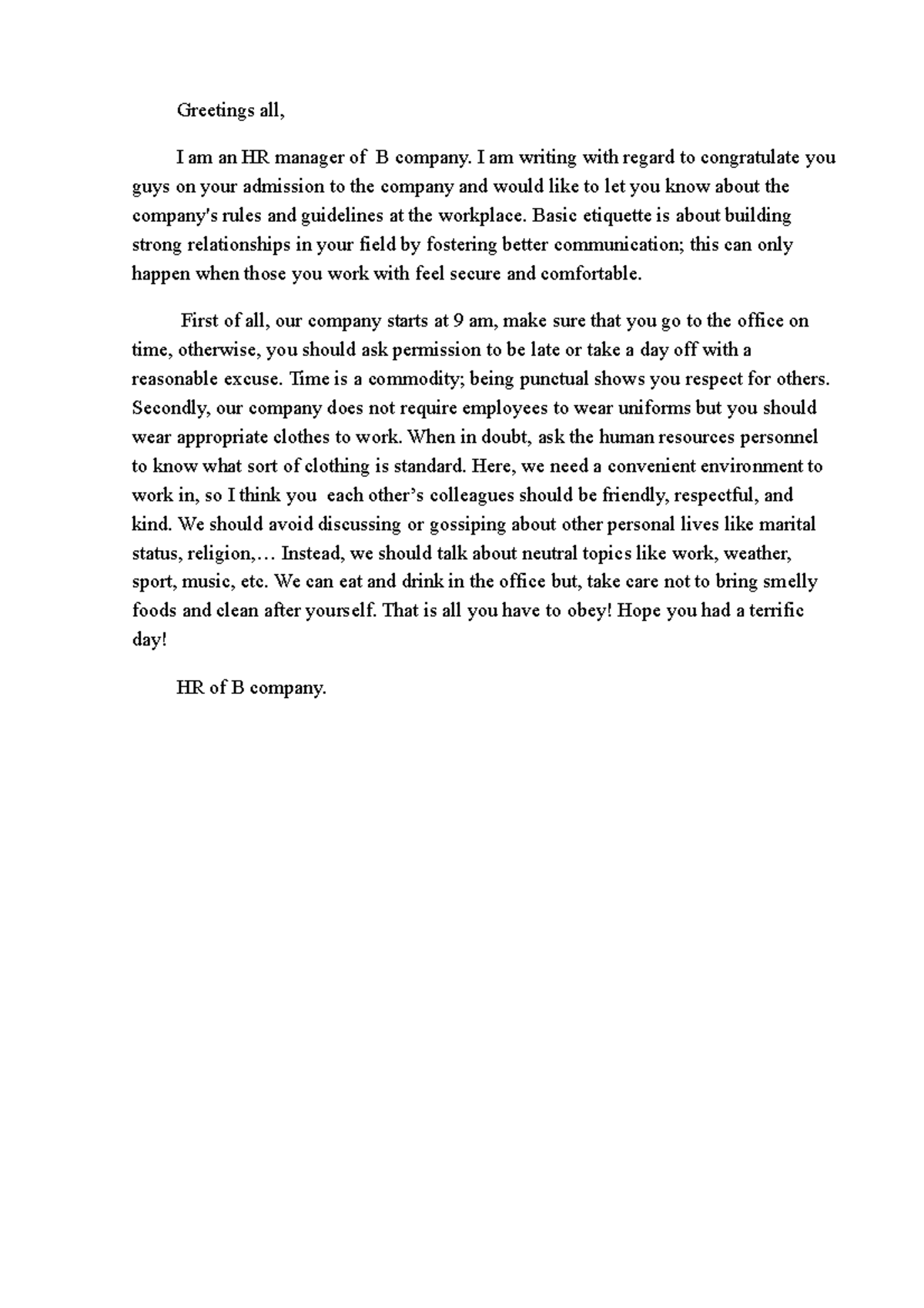 173310 d0122026 t9335l5 - Greetings all, I am an HR manager of B ...