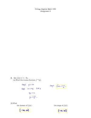 Math 1050 Final Exam - Practice Materials - College Algebra MATH 1050 ...