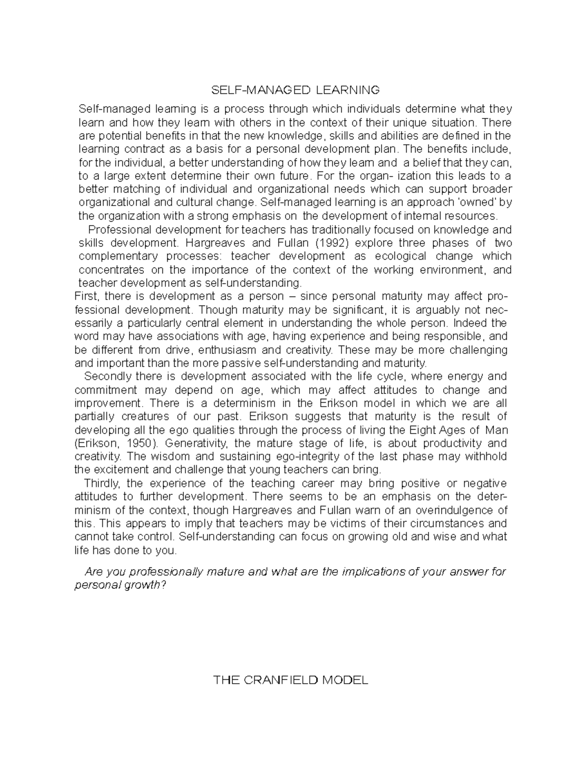 SELF- Managed Learning - SELF-MANAGED LEARNING Self-managed learning is ...