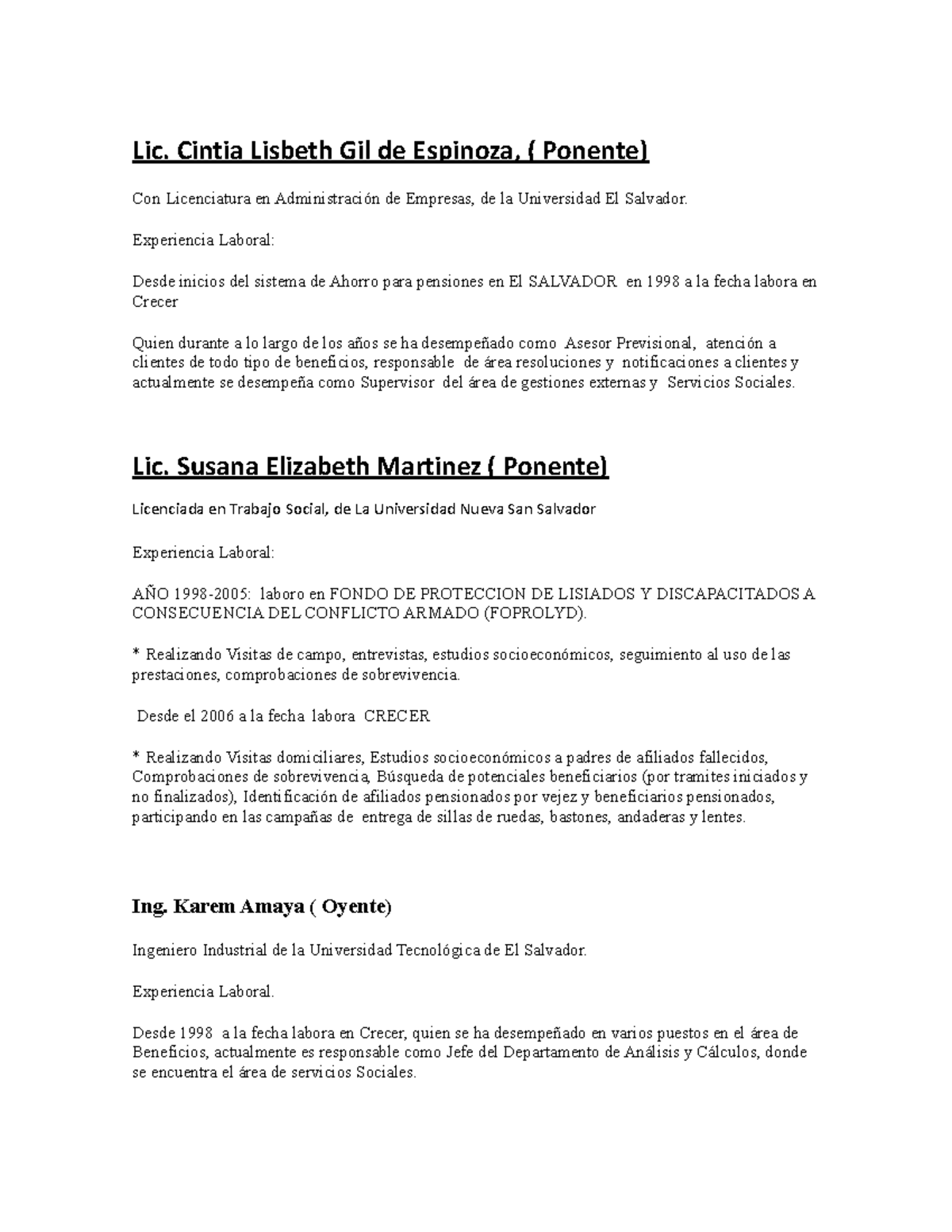 Resumen de ponentes Foro UES - Lic. Cintia Lisbeth Gil de Espinoza ...