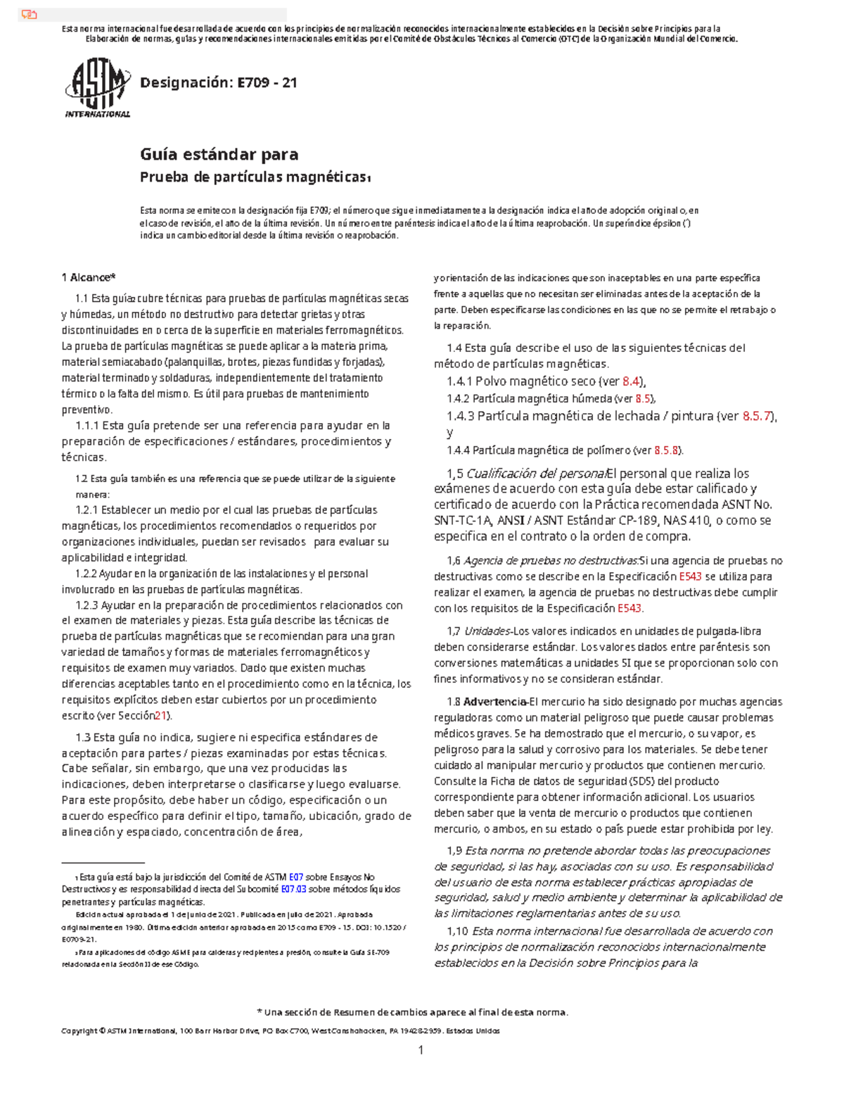 ASTM E709-21 Standard Guide for Magnetic Particle Testing español ...