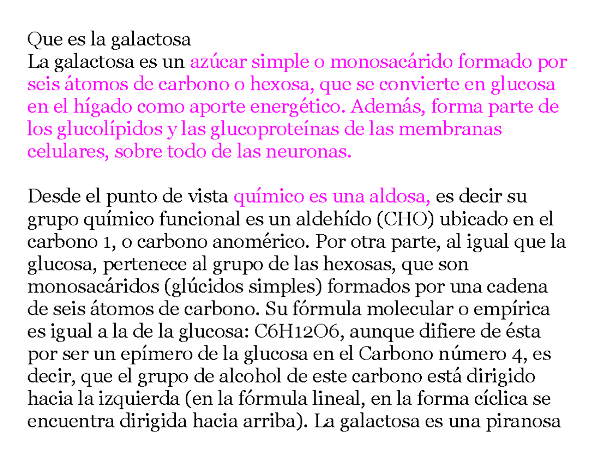 ¿Que es la galactosa - Que es la galactosa La galactosa es un azúcar ...