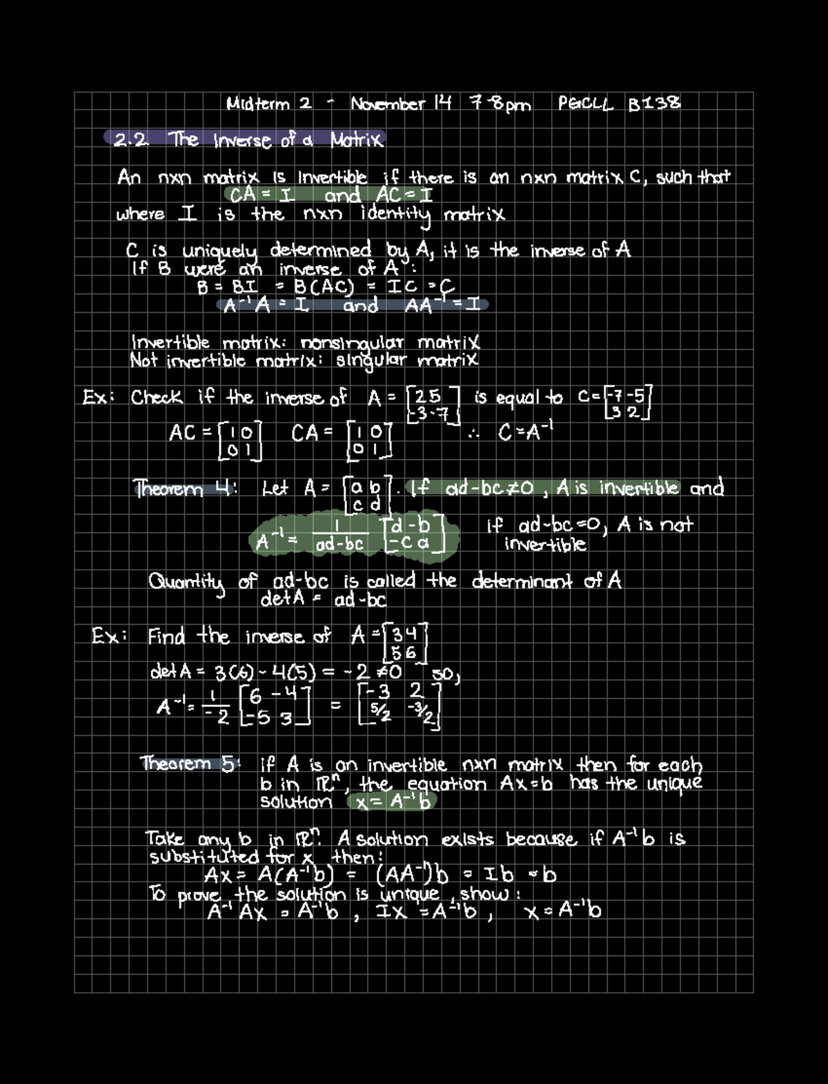 Midterm 2 Notes - Midterm 2 November 14 7 8pm PGCLL B 138 2 2 The ...