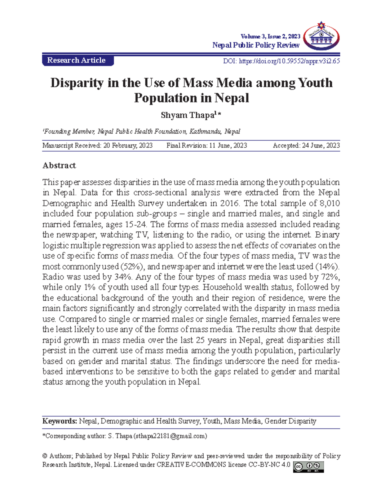 178 - Nepal Public Policy Review DOI: doi/10.59552/nppr.v3i2. Volume 3, Issue 2, 2023 Research ...