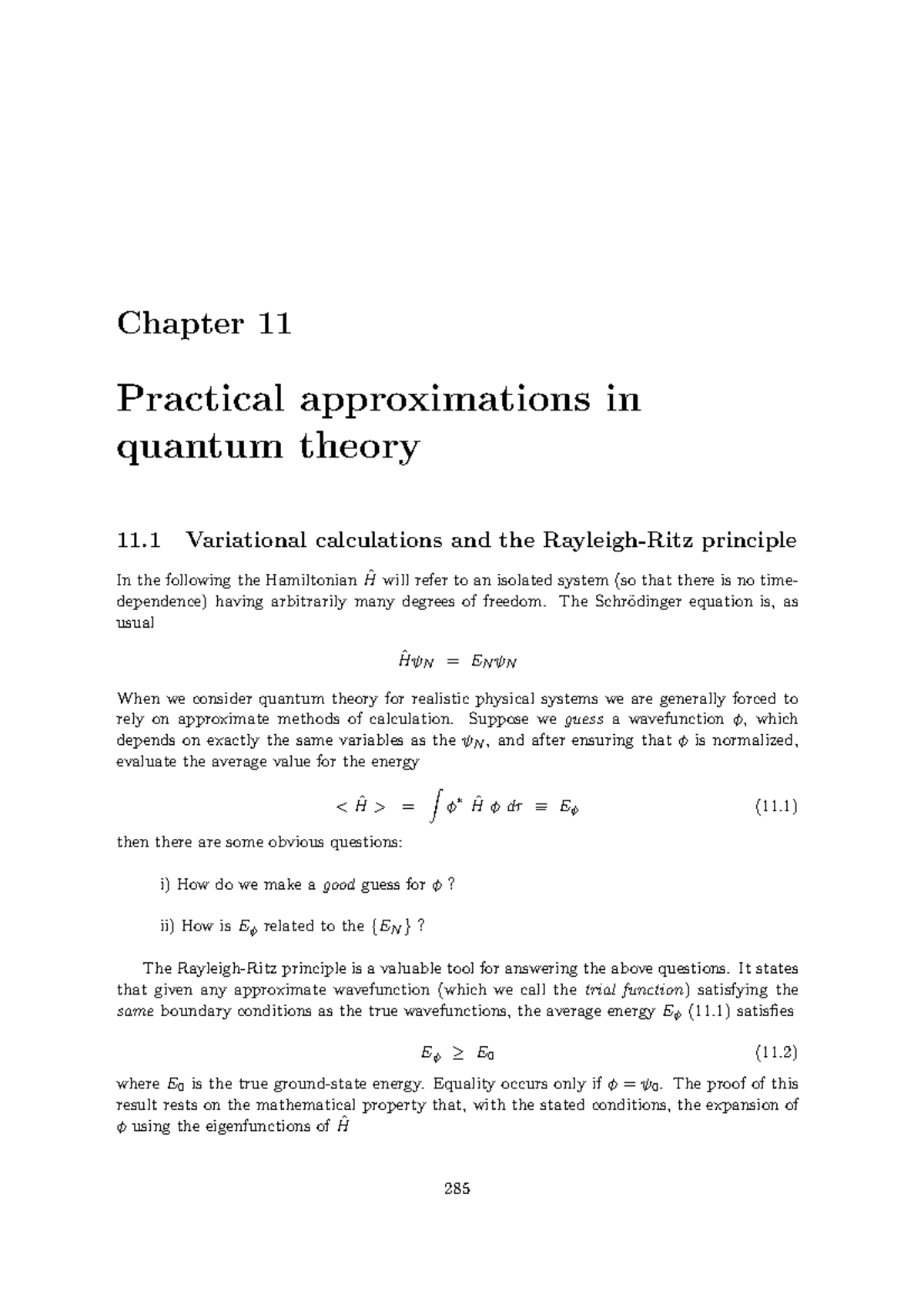 Chapter 11 - Practical approximations in quantum theory - Chapter 11 ...