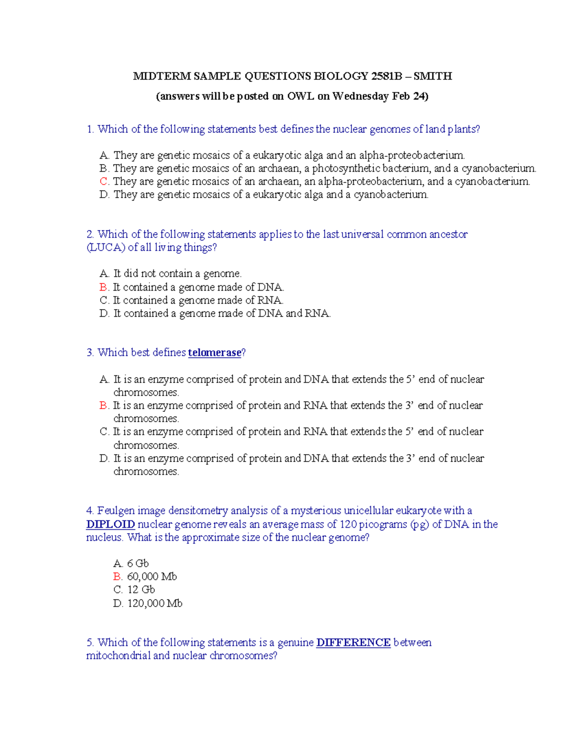 Sample/practice Exam, Questions And Answers - Midterm - MIDTERM SAMPLE ...