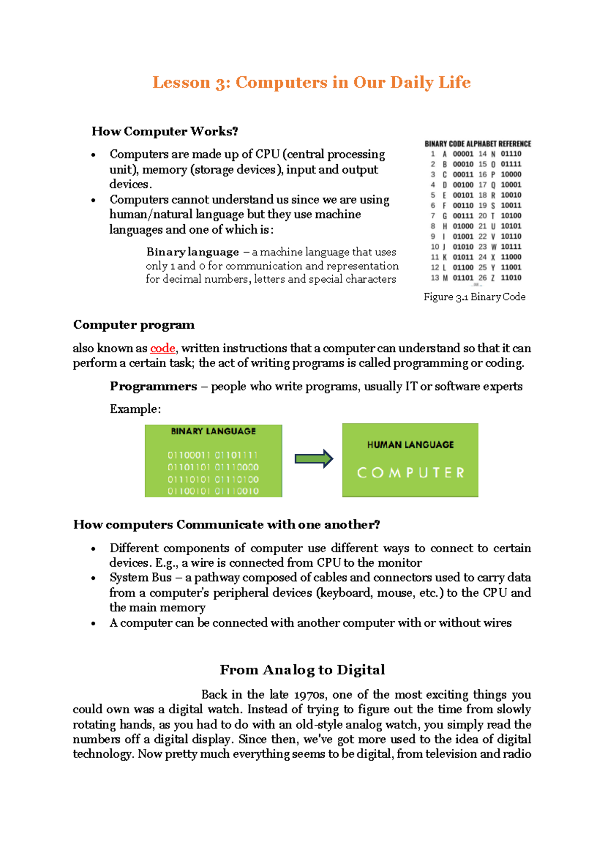 Lesson 3 - Living in the IT Era - Lesson 3: Computers in Our Daily Life ...