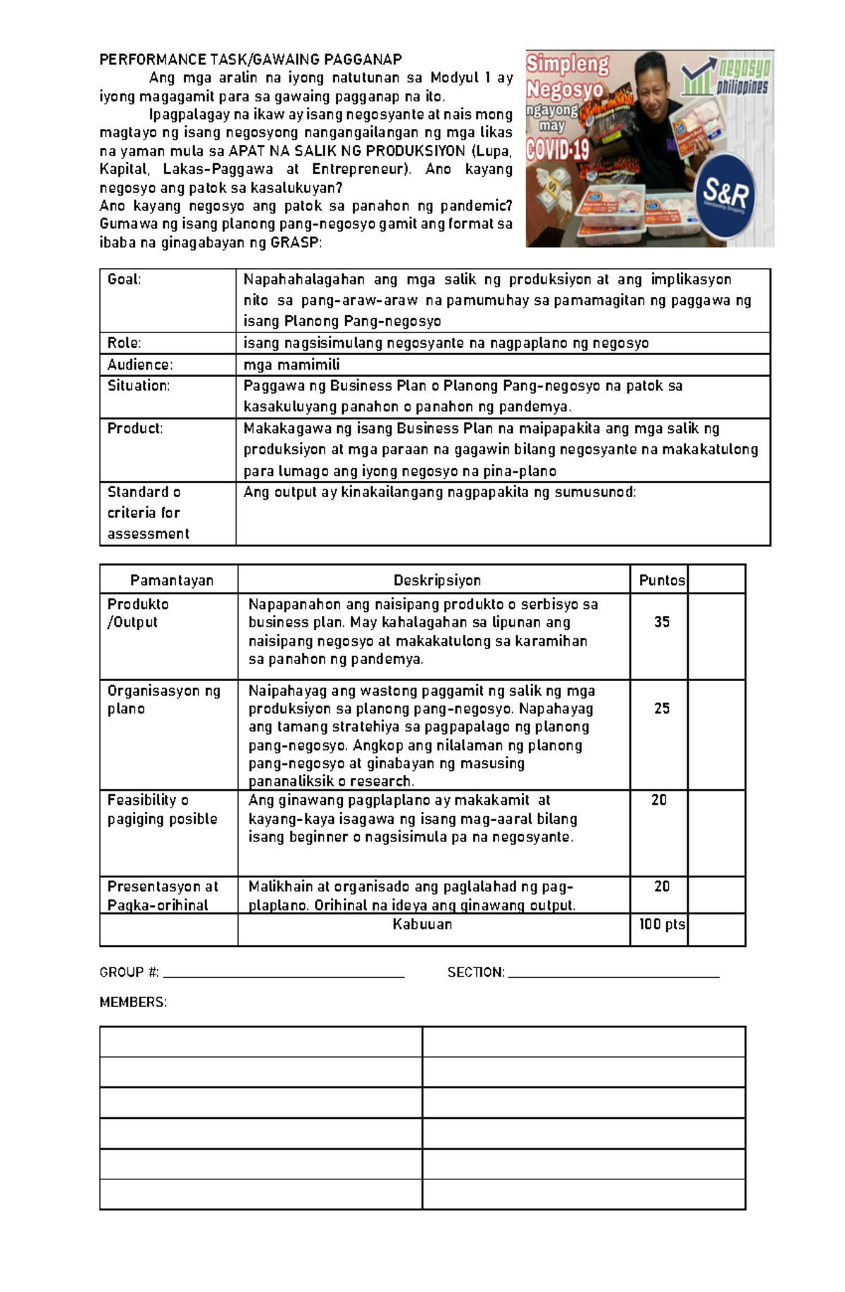 Gawaing Pagganap - ARAL. PAN. - PERFORMANCE TASK/GAWAING PAGGANAP Ang ...