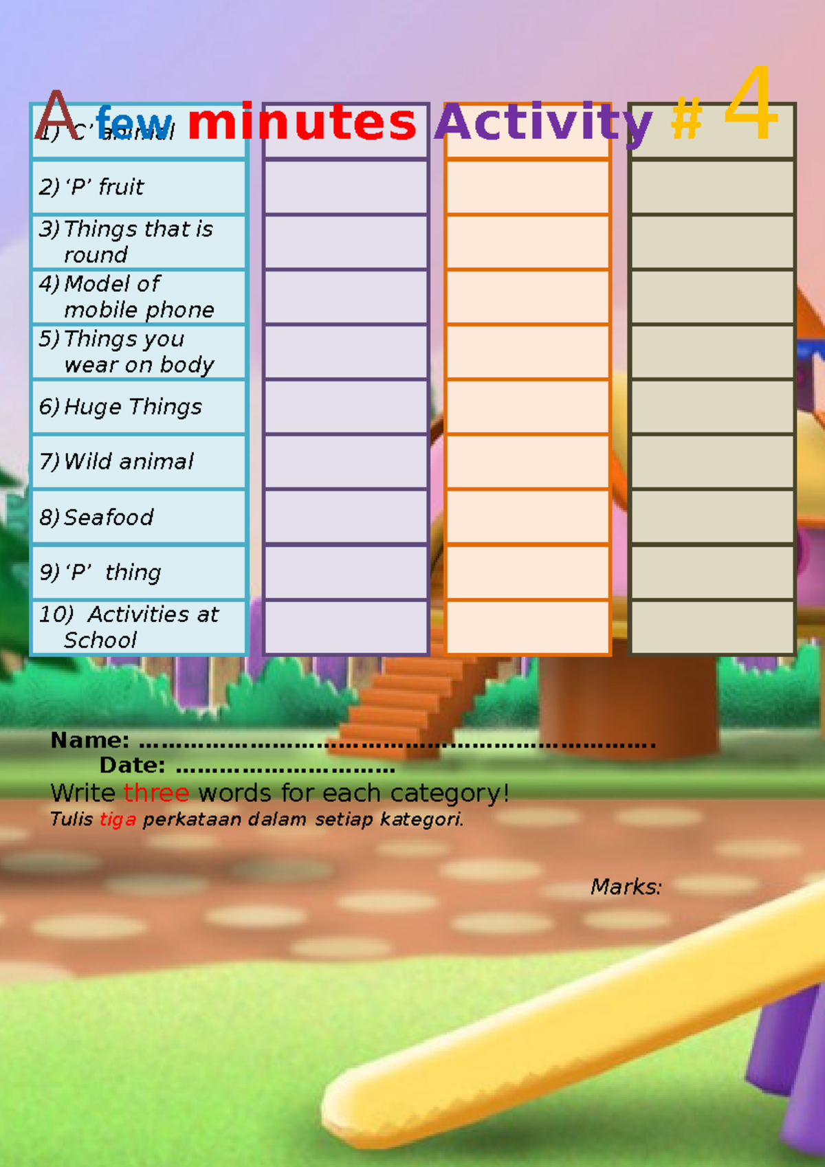 No 4 - ACTIVITY FOR PUPILS - Introduction to Academic English - 1)‘C ...