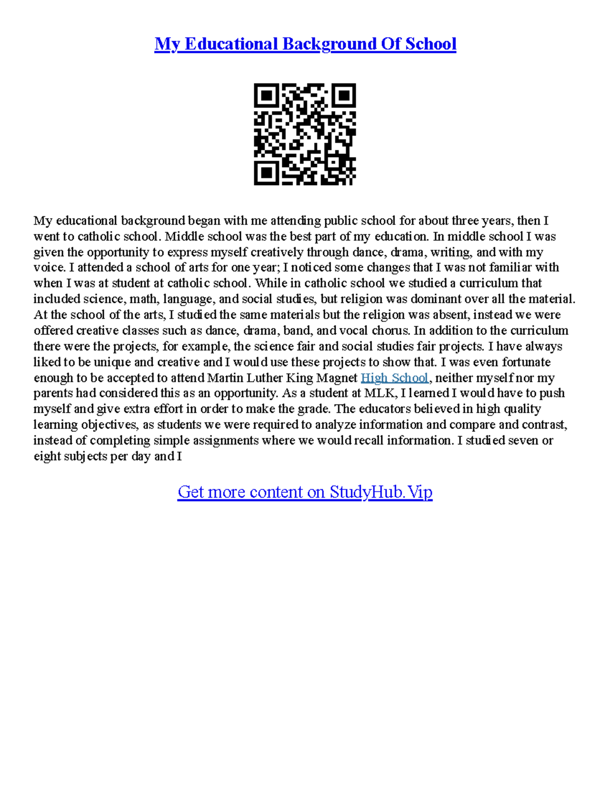My School Essay - My Educational Background Of School My educational ...
