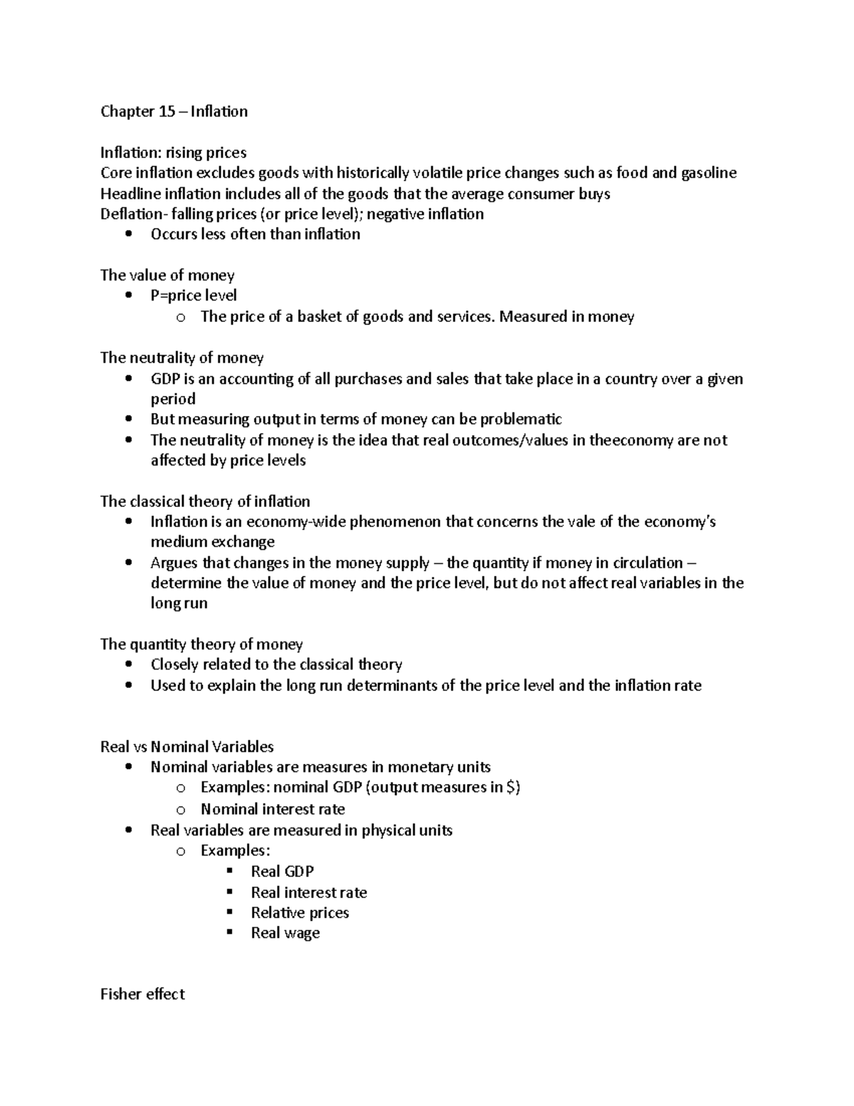 Chapter 15 – Inflation - Chapter 15 – Inflation Inflation: rising ...