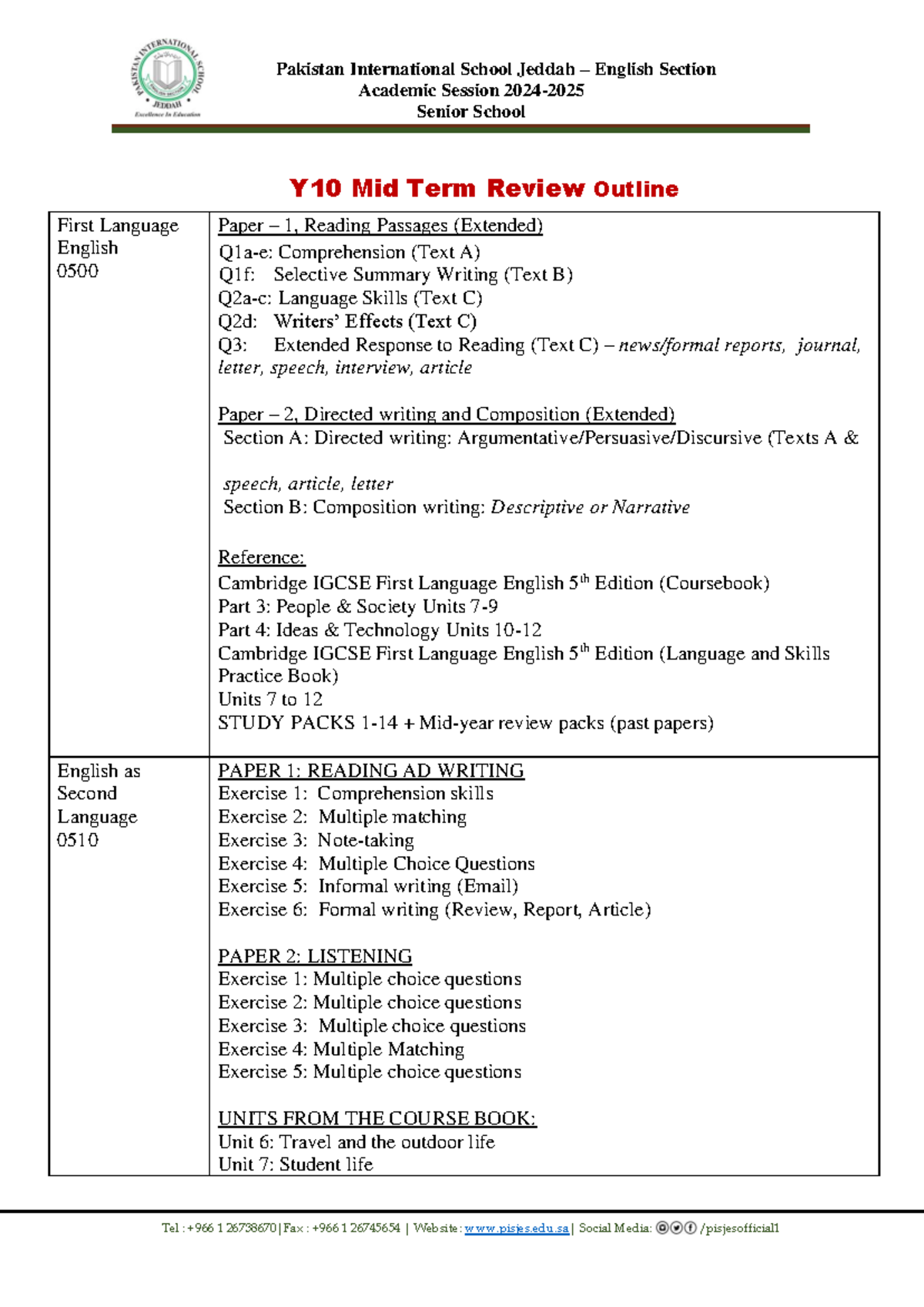 Y10 Mid Term Review Outline 2024-2025 931513588 - Academic Session 20 ...
