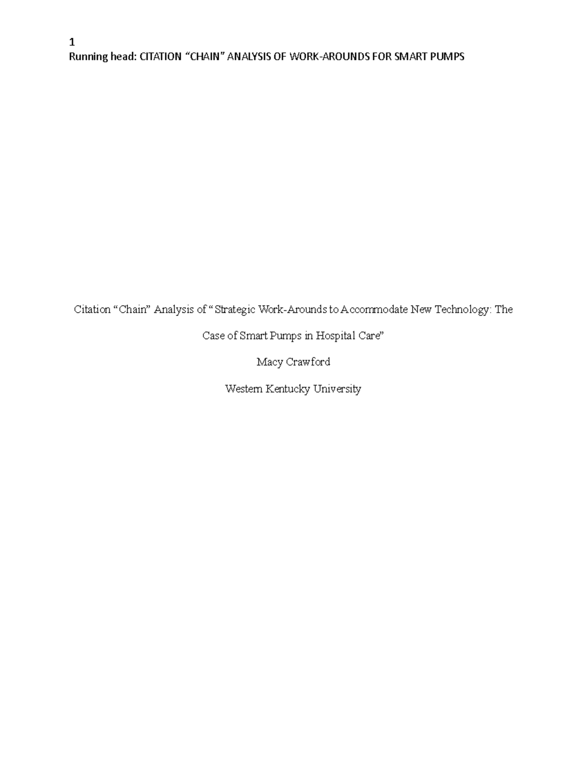 Citation Chain Analysis Eng 300 - 1 Running head: CITATION “CHAIN ...
