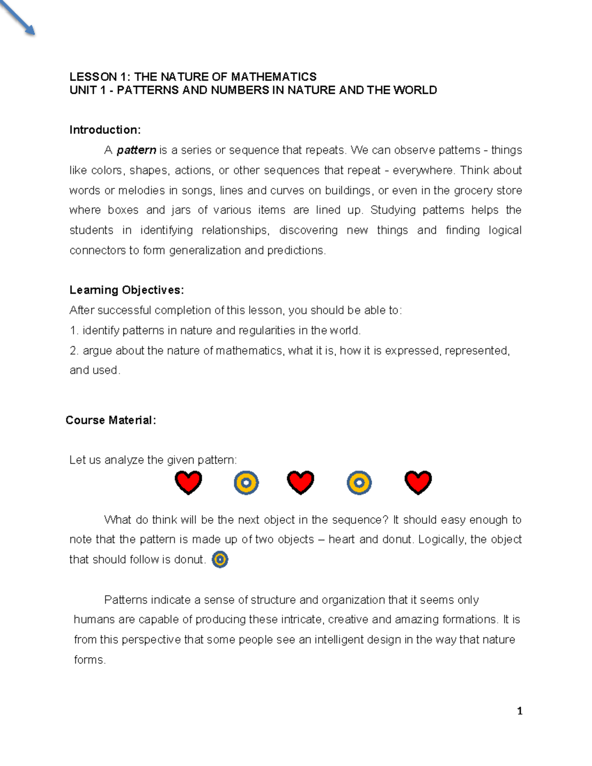 Mathematics in Modern World - LESSON 1: THE NATURE OF MATHEMATICS UNIT ...