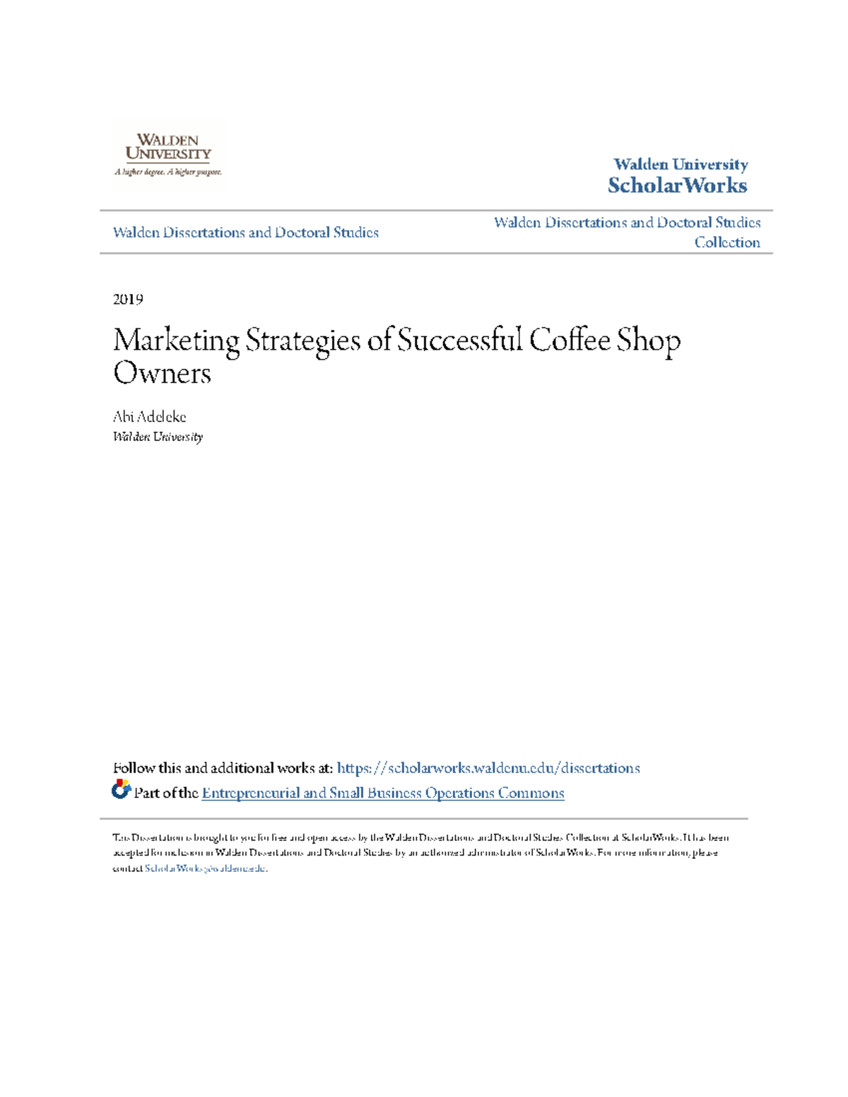 Marketing Strategies of Successful Coffee Shop Owners - Walden ...