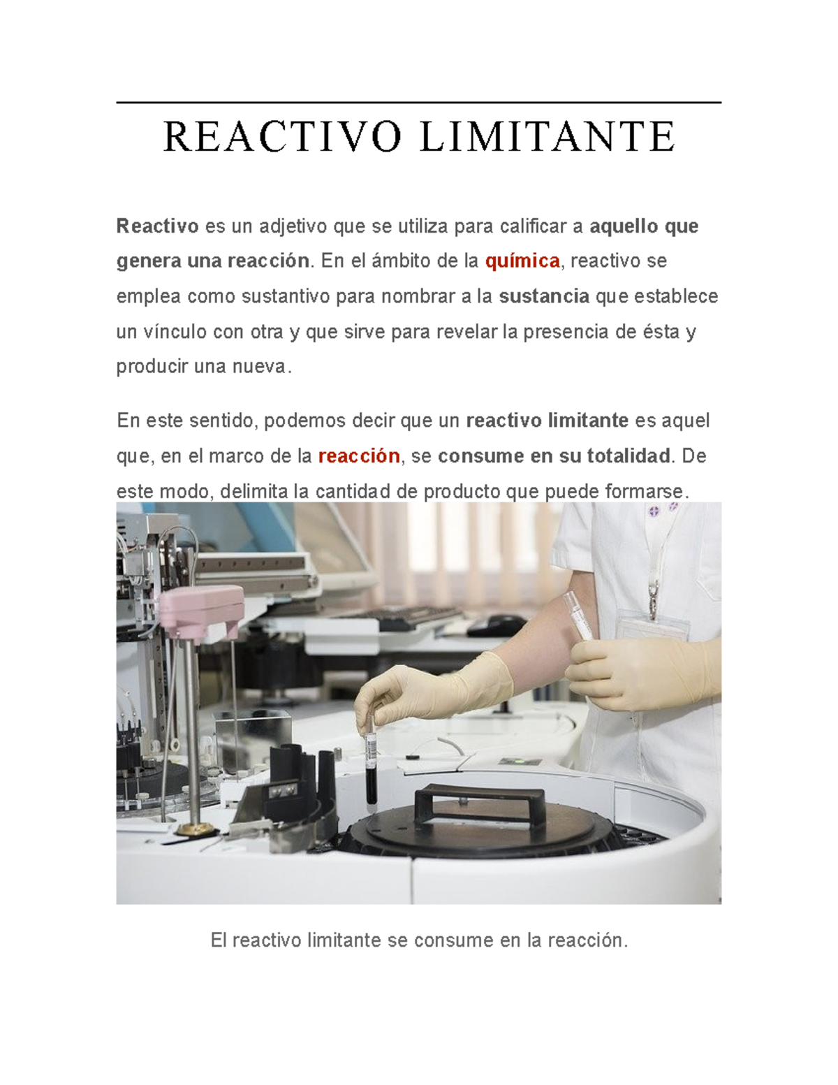 Reactivo Limitante - APUNTES DE CLASE - REACTIVO LIMITANTE Reactivo es ...