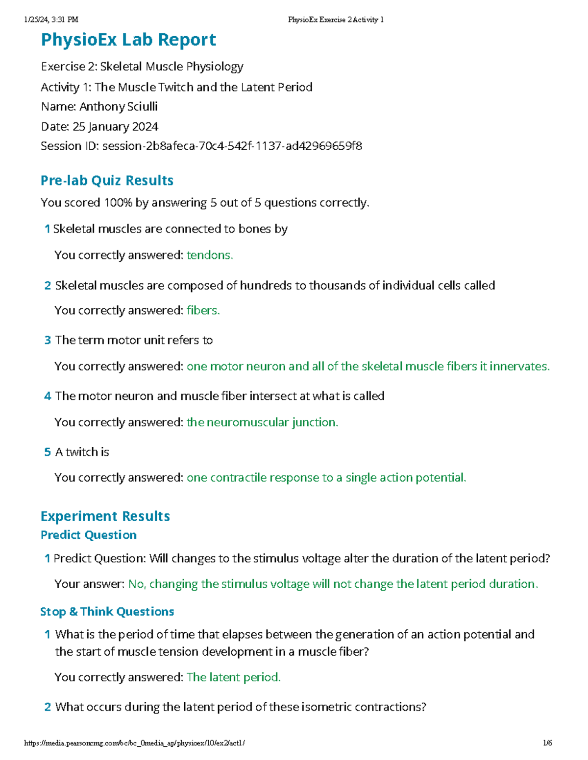 A Physio EX 2eee - PhysioEx Lab Report Exercise 2: Skeletal Muscle ...
