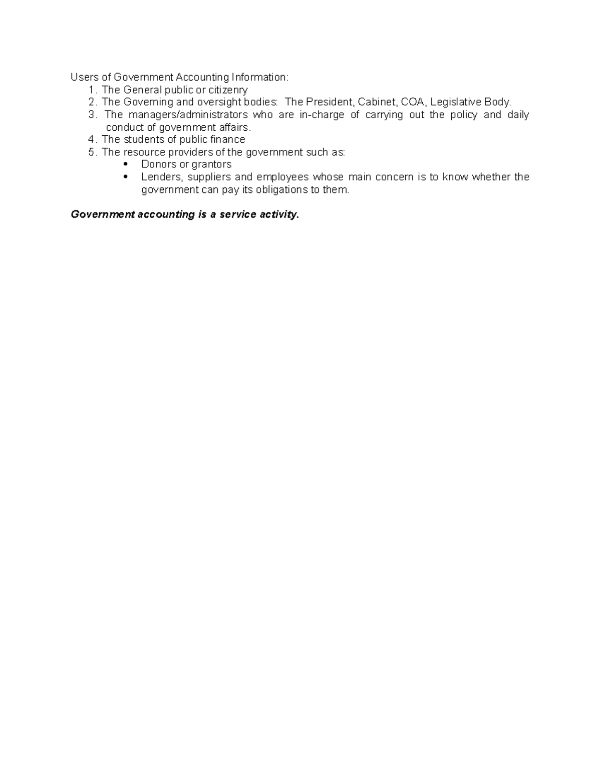 Functions OF Government Accounting - Users of Government Accounting ...