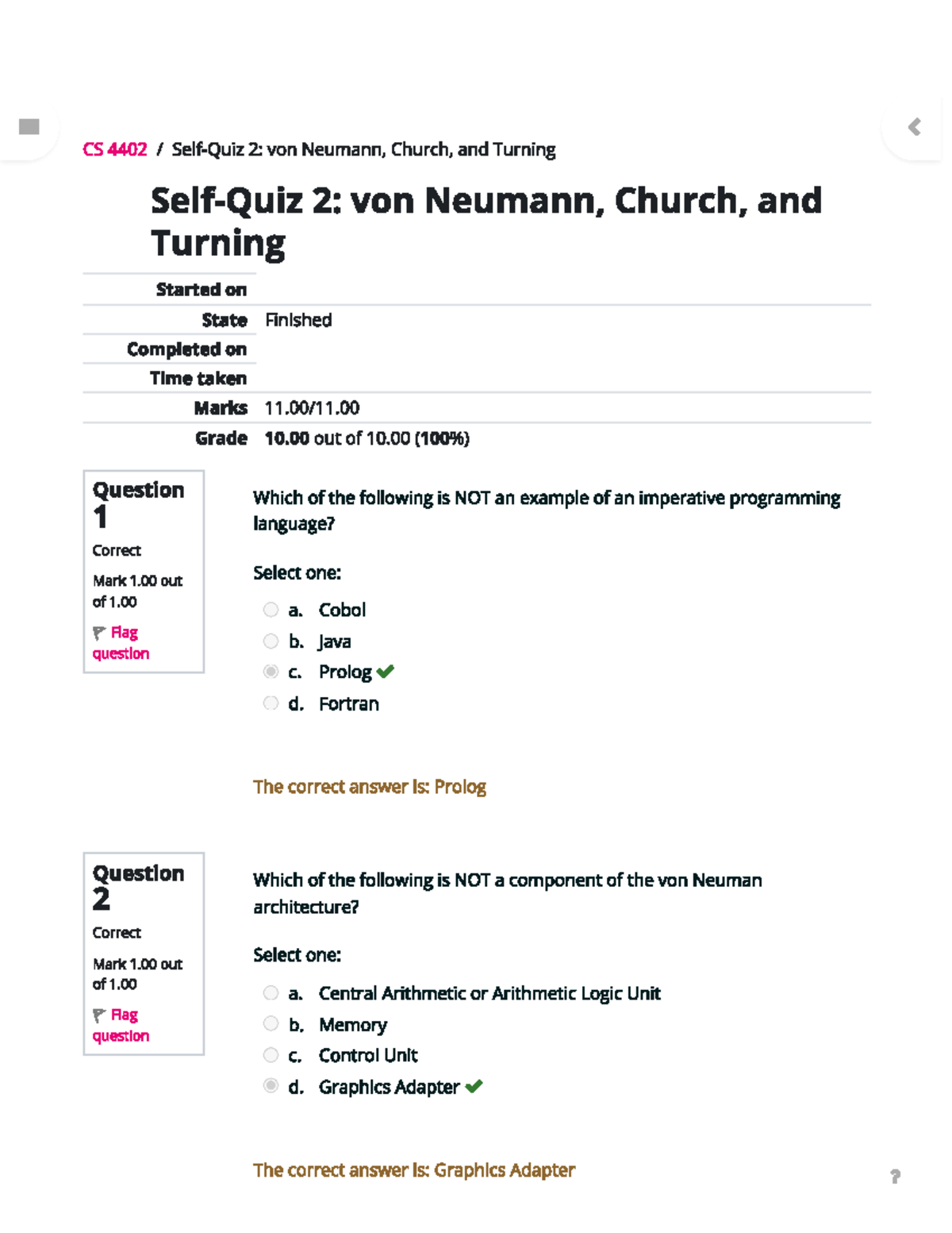 My second first unir quiz - CS 4402 - Studocu
