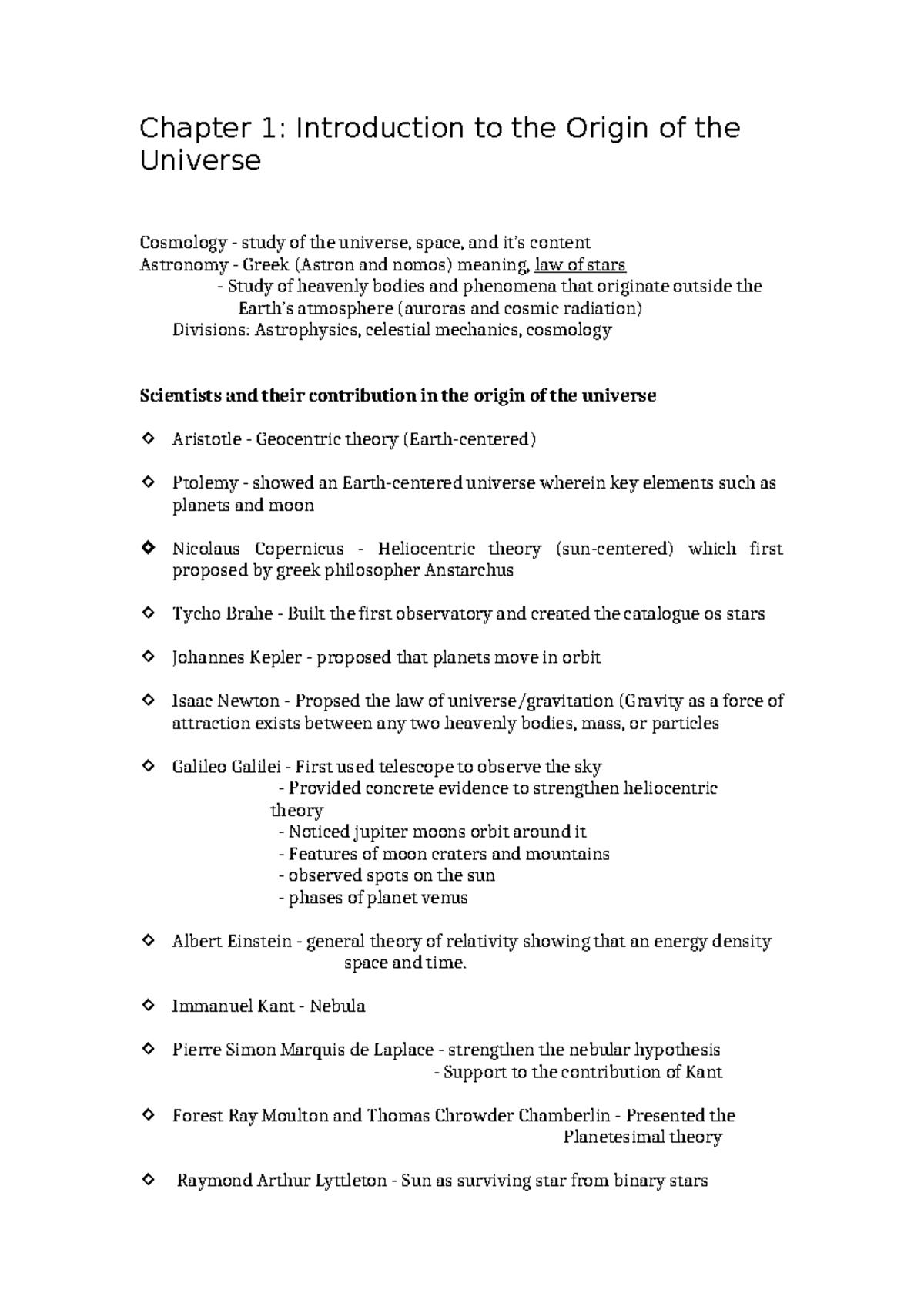 Introduction to the Origin of the Universe - Chapter 1: Introduction to ...