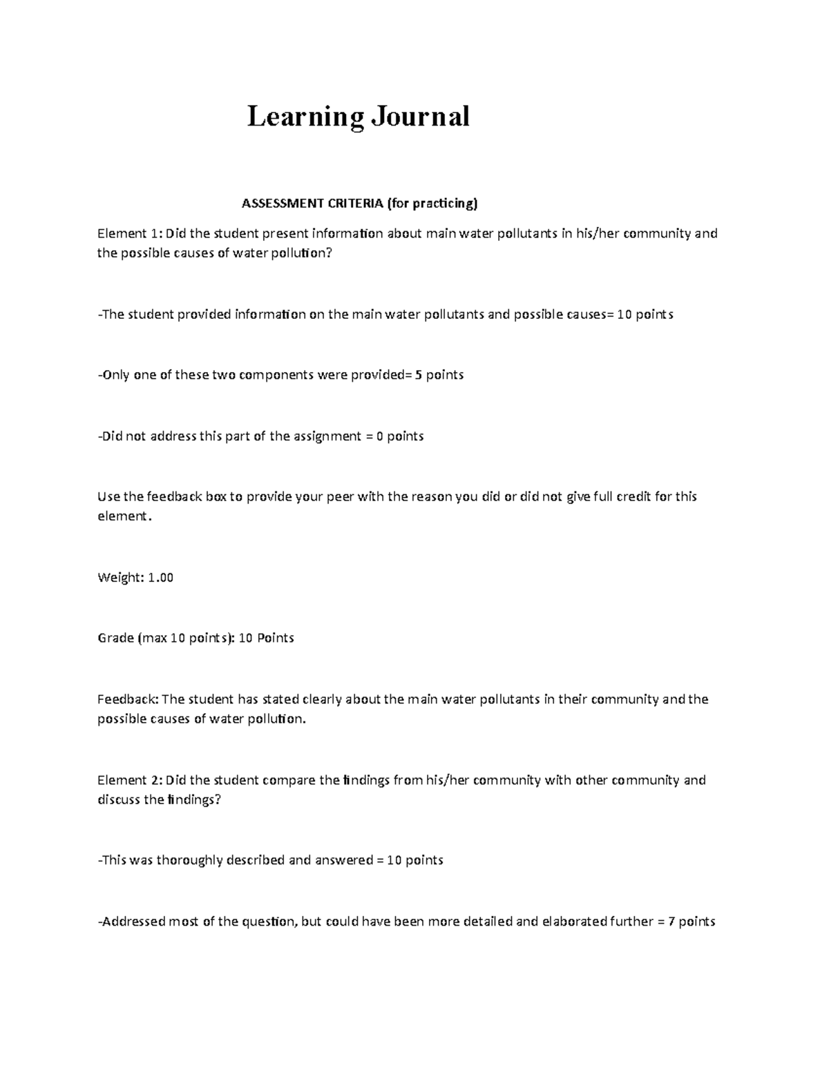 Learning Journal(Week 2) - Learning Journal ASSESSMENT CRITERIA (for ...