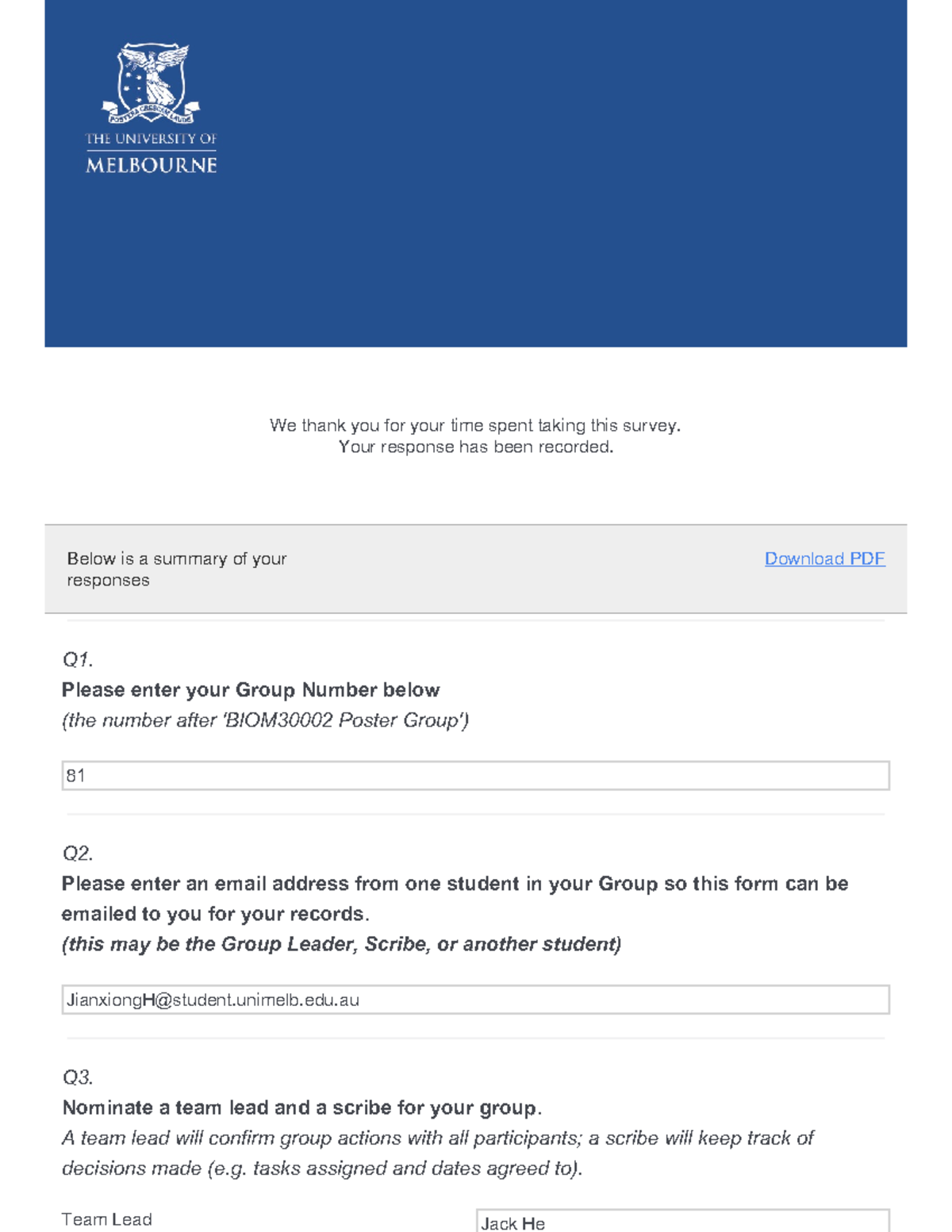 Response Summary - great material for MBB1 YEAHHHHHHHHH LOL - Below is ...