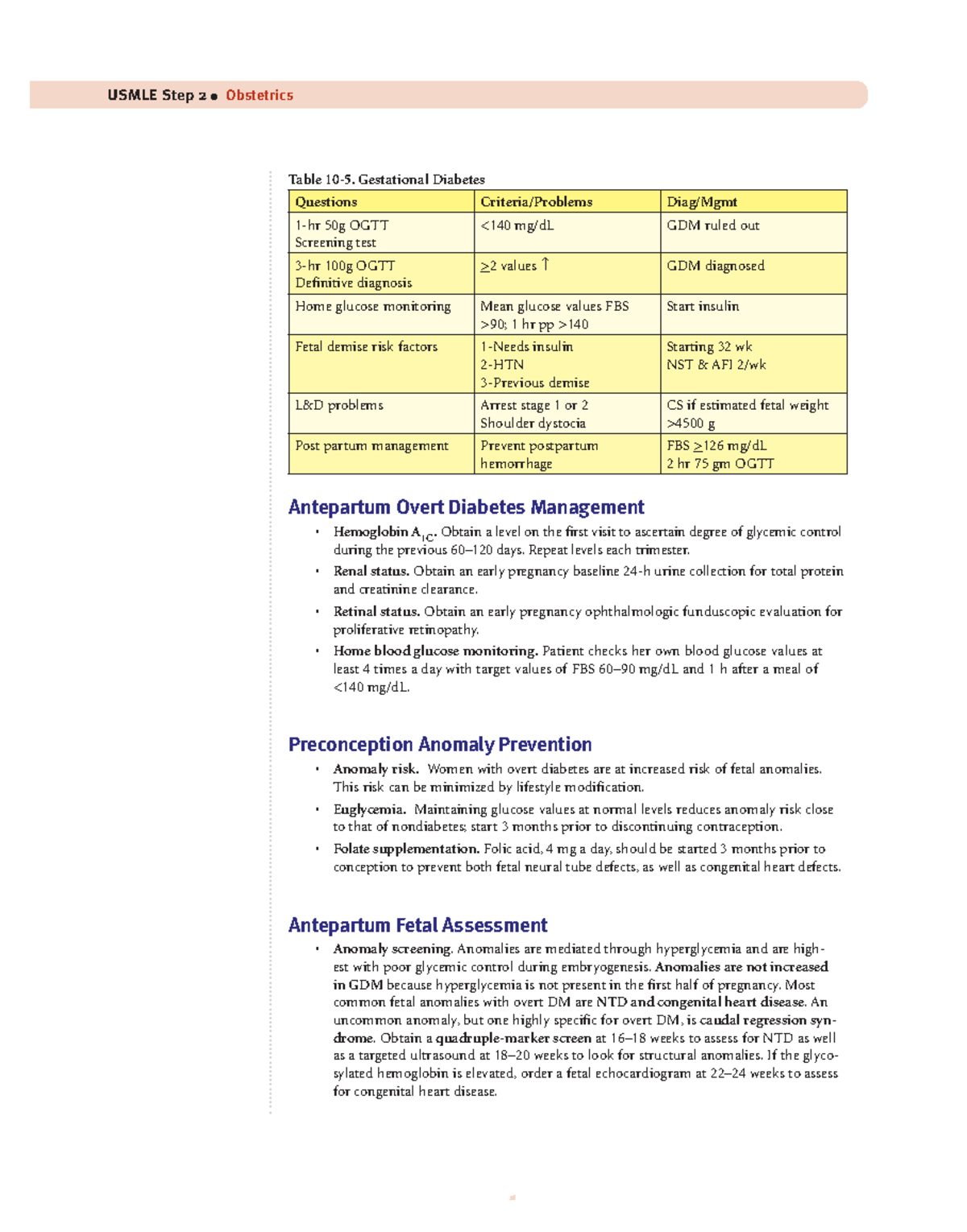 Chapter 10 1 MW - USMLE Step 2 l Obstetrics Table 10-5. Gestational ...