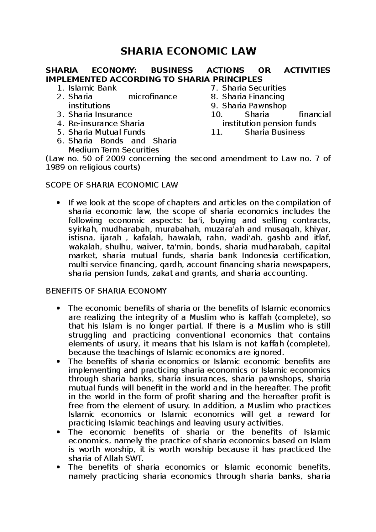 Sharia Economic Law - Class A - Second Meeting - SHARIA ECONOMIC LAW ...