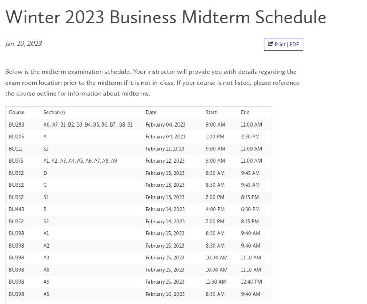 Schedule 2023 Exams - BU121 - Studocu