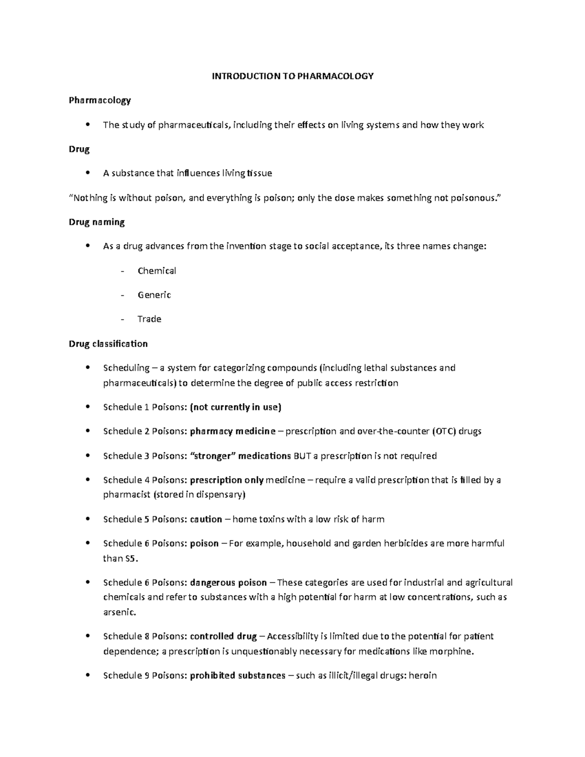 Introduction TO Pharmacology - INTRODUCTION TO PHARMACOLOGY ...